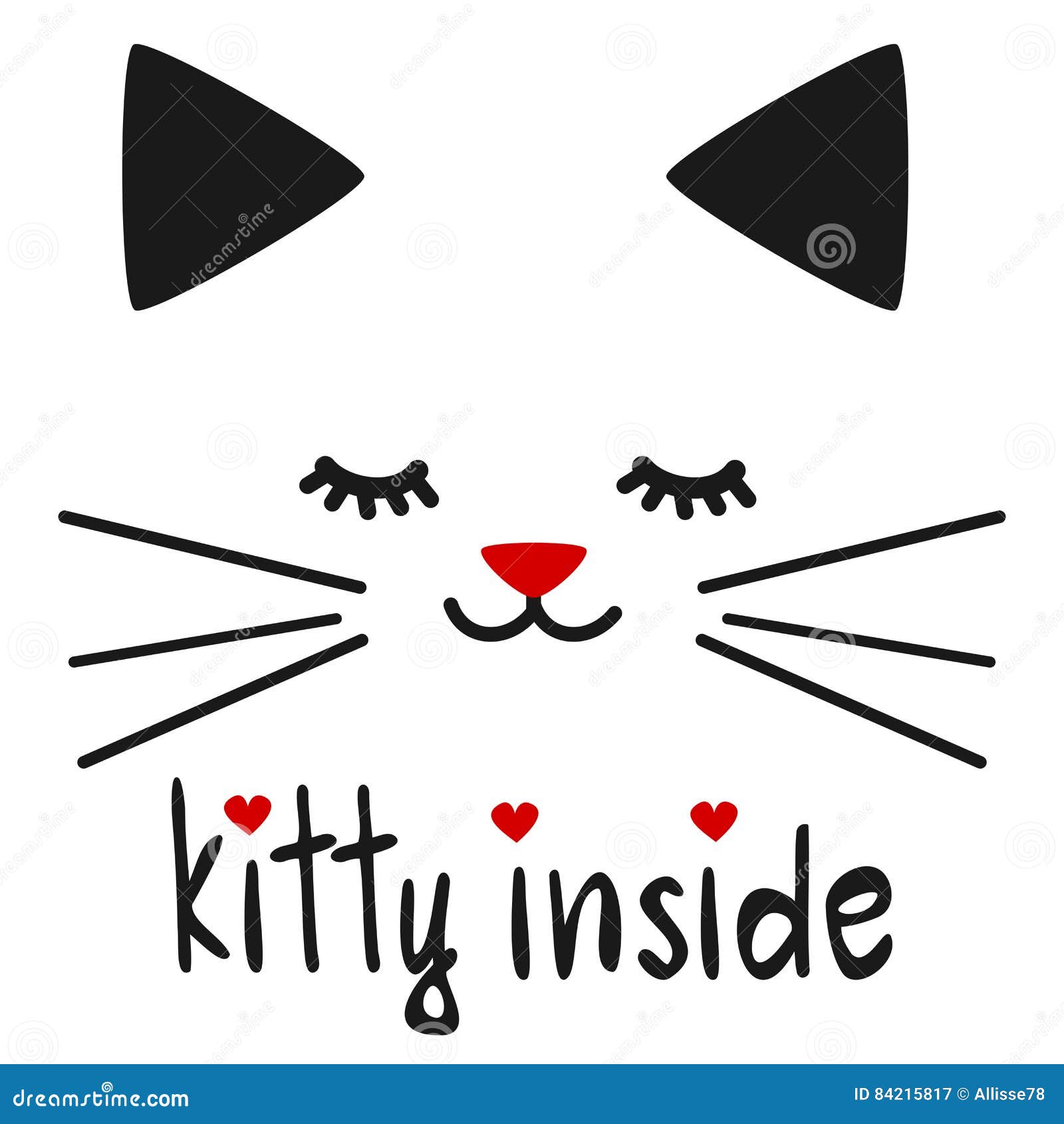 Cute Hand Drawn Kitty Inside Lettering Quote with Cat Illustration ...