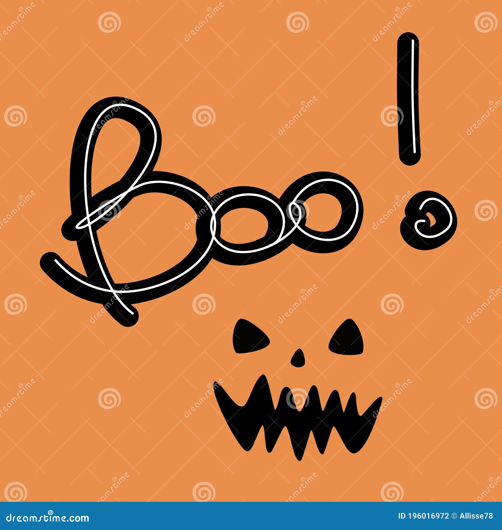 Cute Hand Drawn Lettering Boo Vector Card Illustration Stock Vector ...