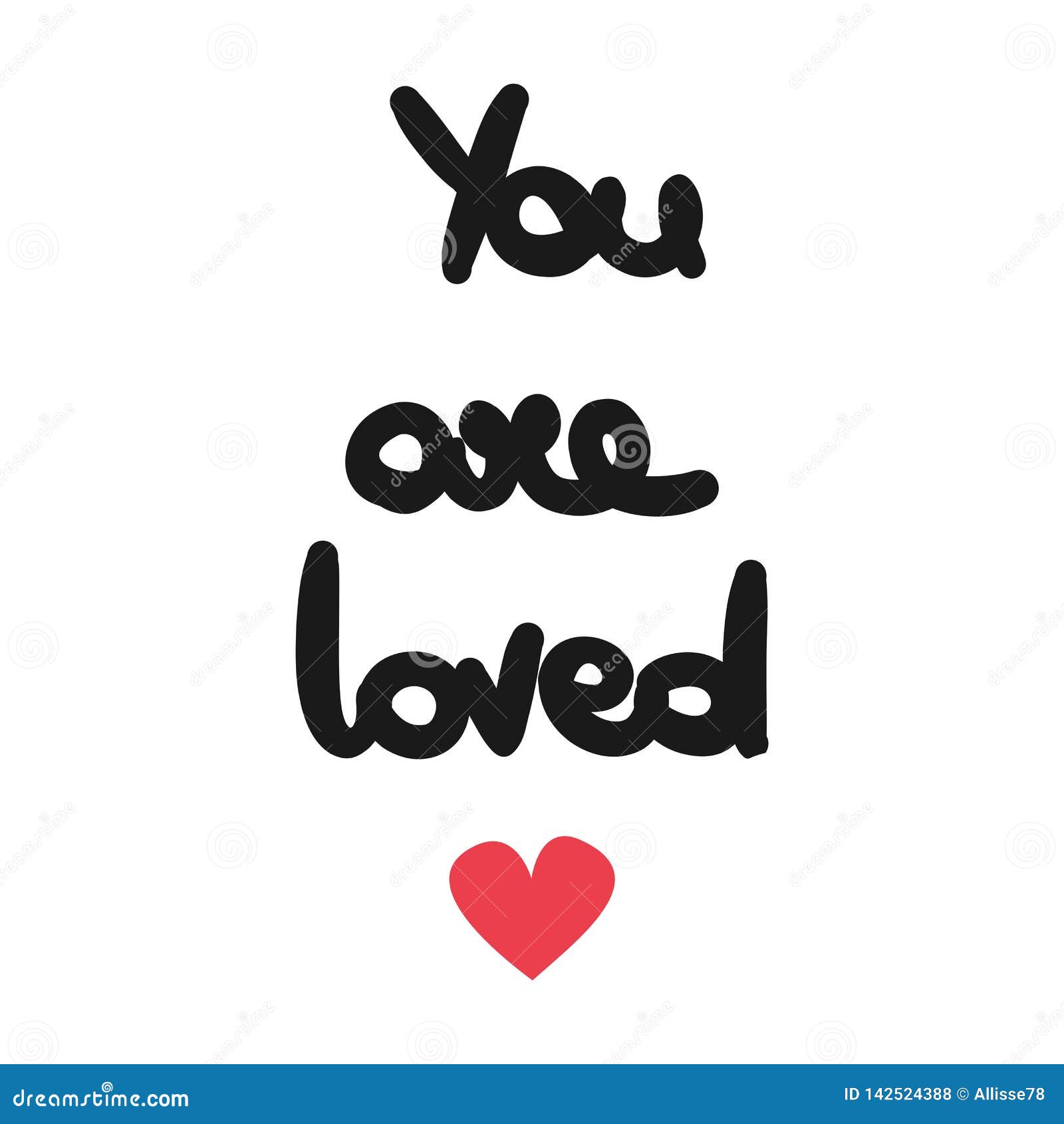 Cute Hand Drawn Lettering You are Loved Text Vector Card Stock Vector ...