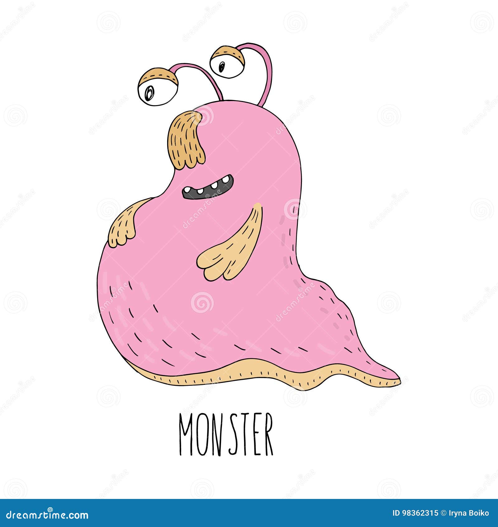 Cute Hand Drawn Monsters Cartoon Style. Vector Print Stock Vector ...