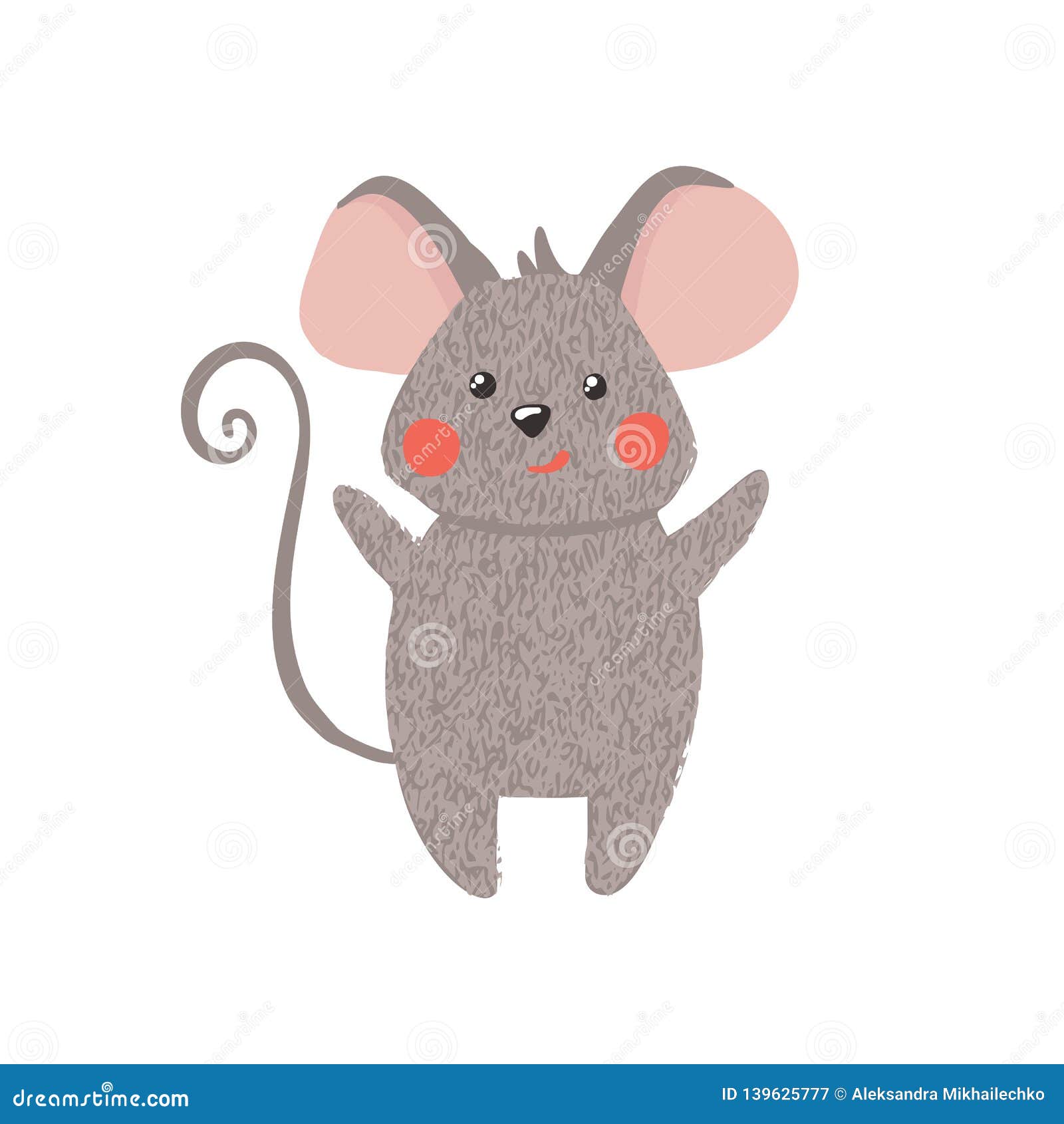 Cute Hand Drawn Mouse Isolated on White Stock Vector - Illustration of ...