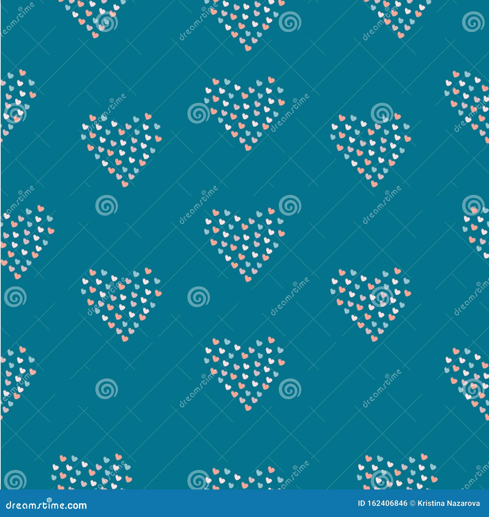 Cute Hand Drawn Pattern with Grouped Small Hearts into Bigger Hearts ...