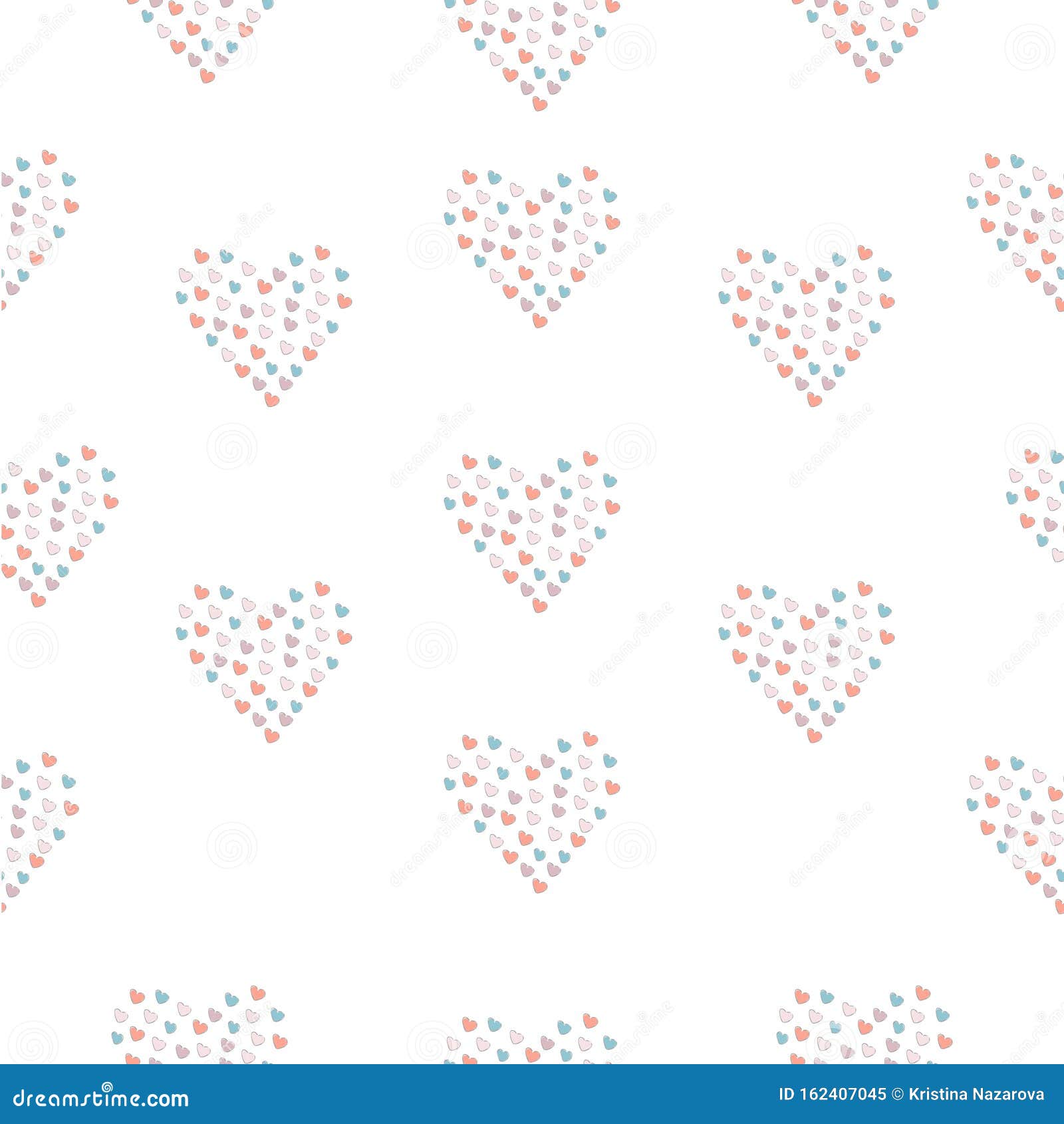 Cute Hand Drawn Pattern with Grouped Small Hearts Stock Illustration ...