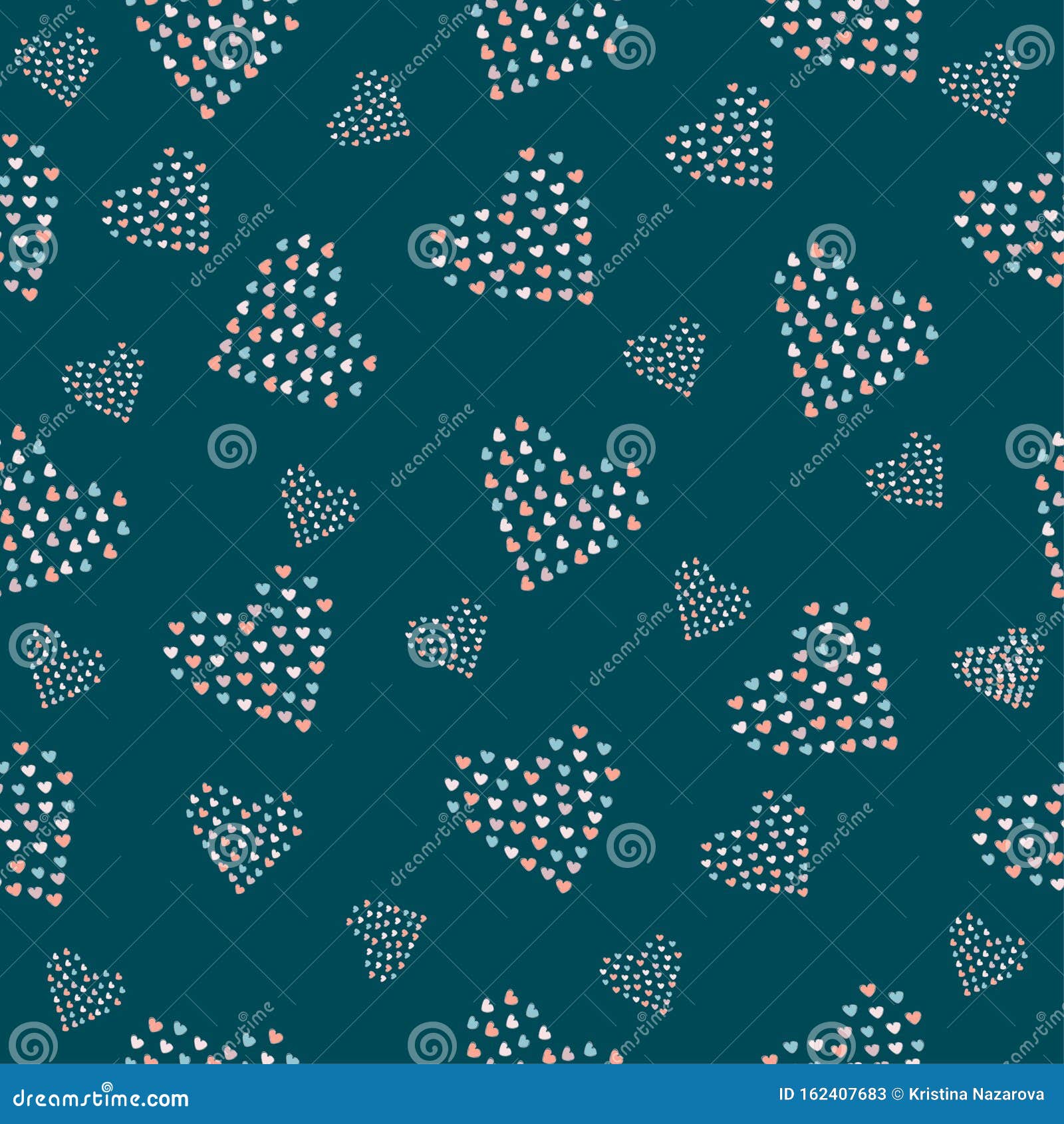 Cute Hand Drawn Pattern with Grouped Small Hearts into Bigger Hearts ...