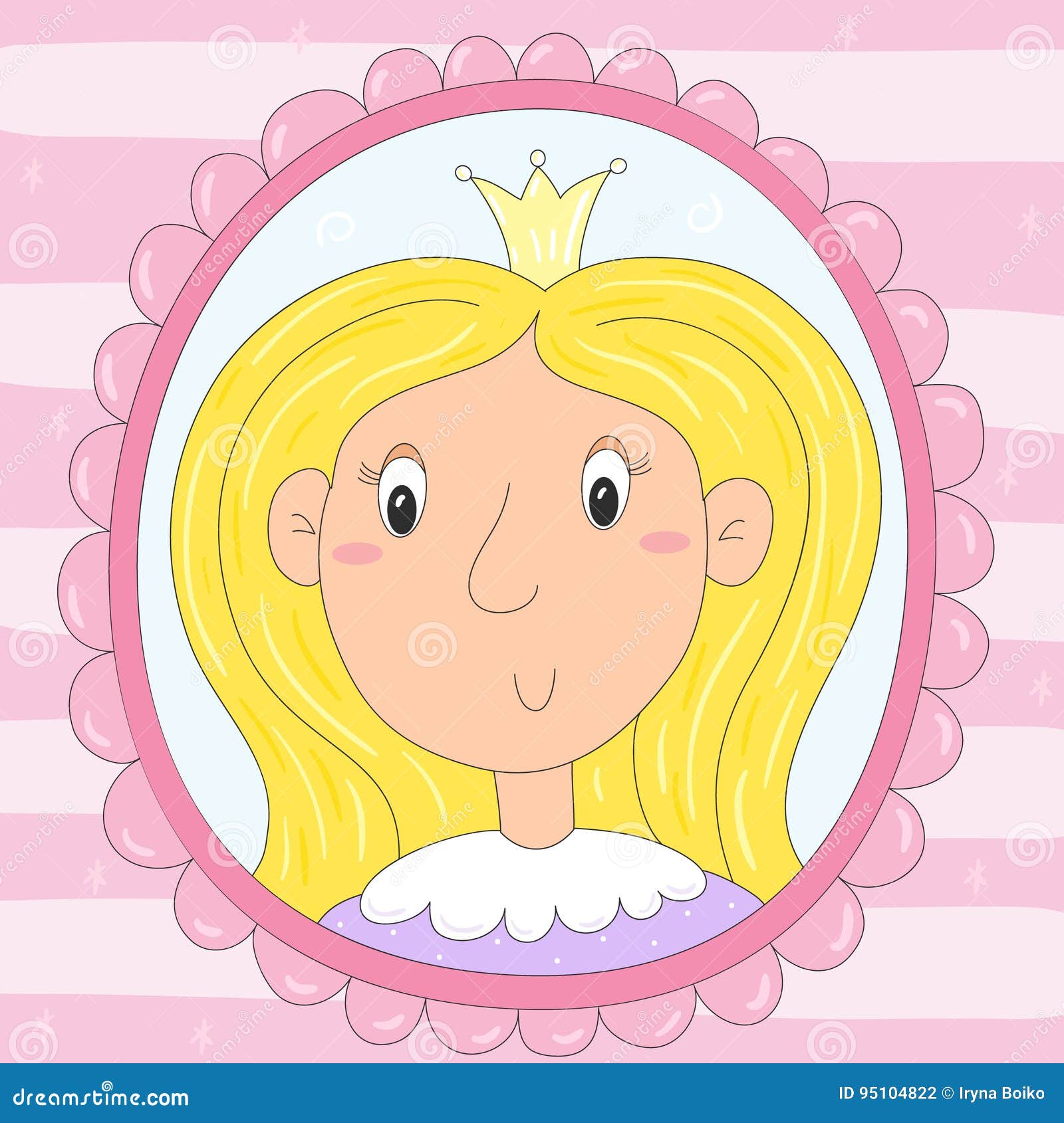 Cute Hand Drawn Portrait of a Princess in a Frame Stock Vector ...