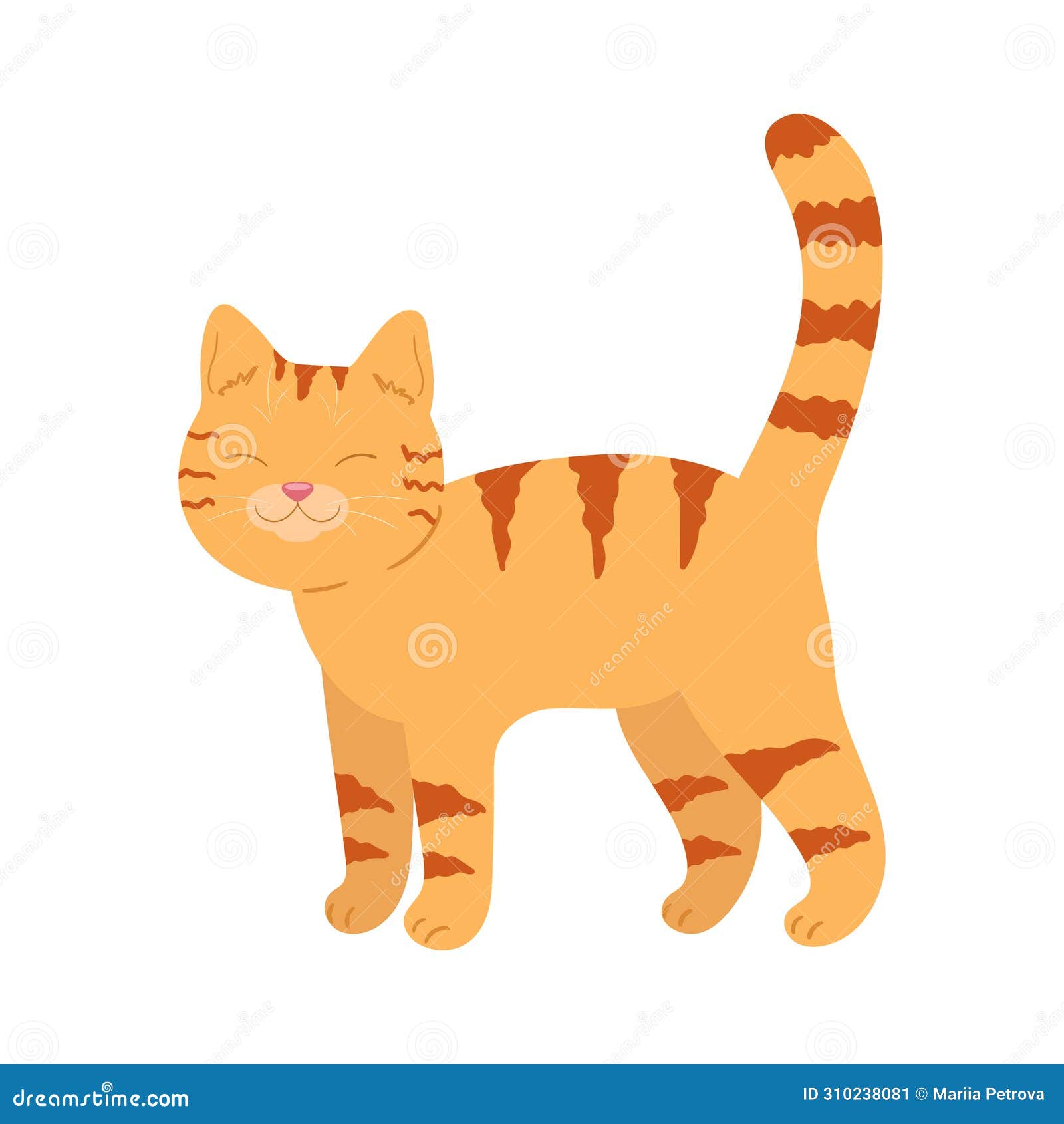 Cute Hand Drawn Red Tabby Cat. Cartoon Ginger Cat Stock Vector ...