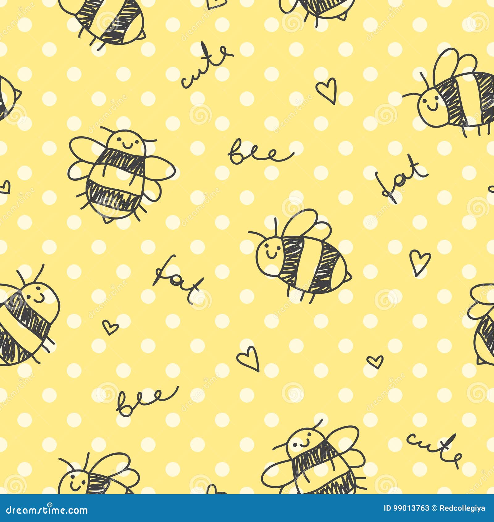 Seamless pattern of bees stock vector. Illustration of beetle - 99013763