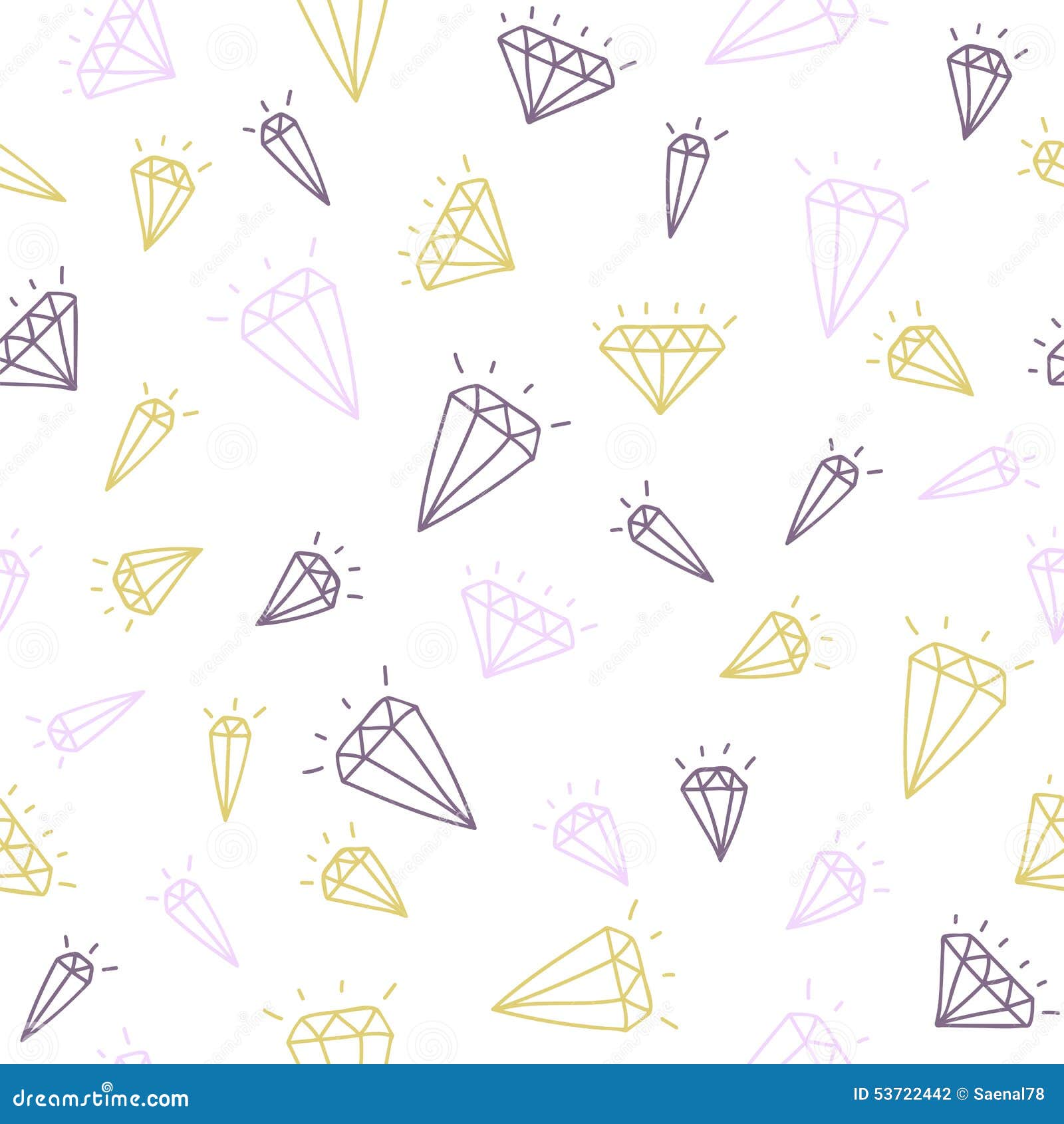 Cute Hand Drawn Seamless Pattern with Diamonds Stock Vector ...