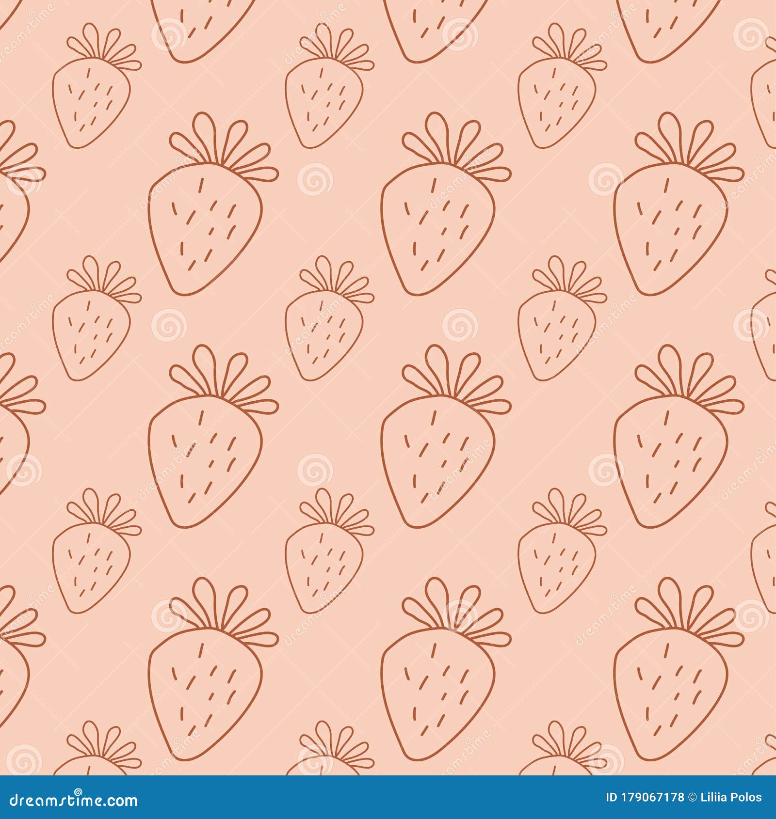 Cute Hand Drawn Seamless Pattern - Strawberry - Vector Stock ...
