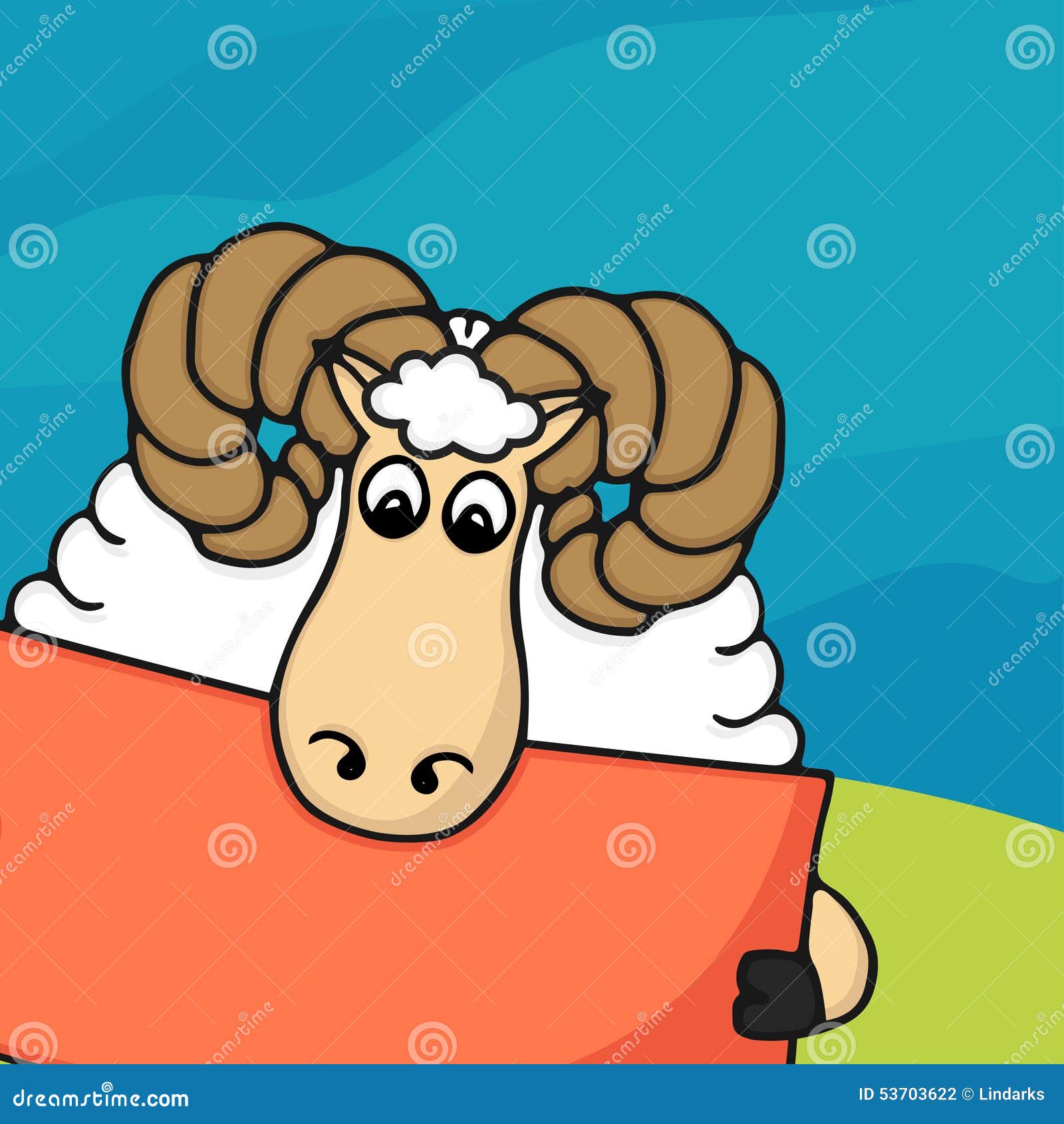 Cute Hand Drawn Sheep with Empty Banner Stock Vector - Illustration of ...