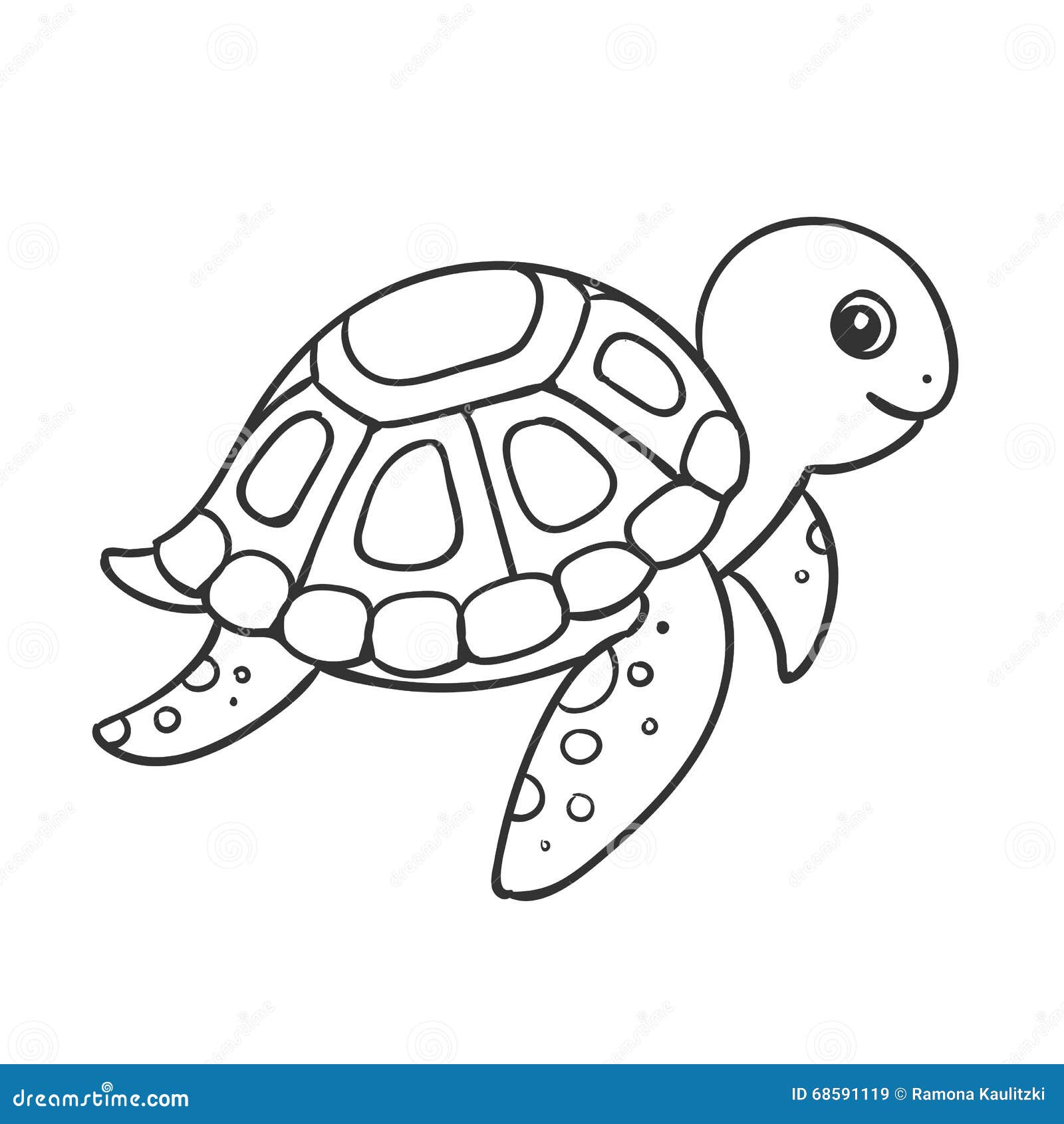 Cute Hand Drawn Turtle stock illustration. Illustration of preschool ...