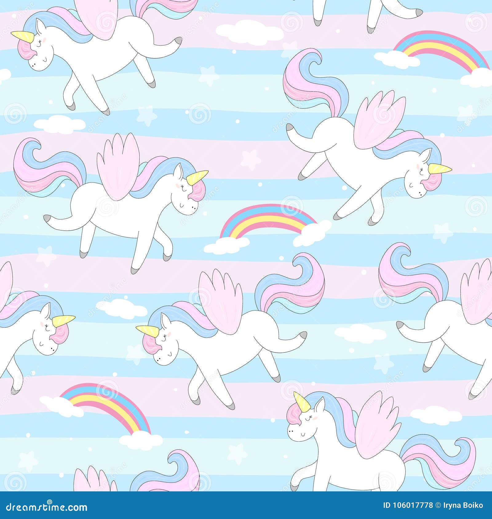 Cute Unicorn Vector Pattern Stock Vector - Illustration of magic ...