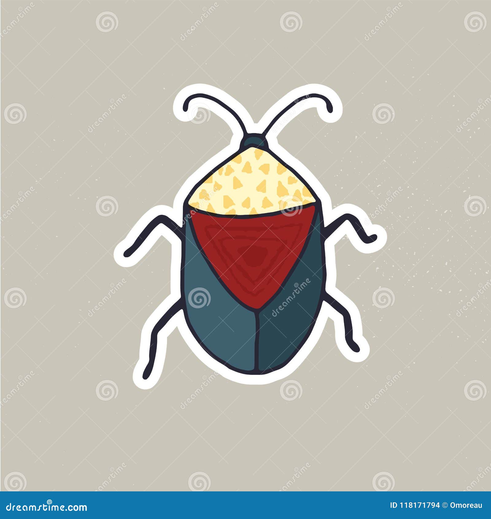 Cute Hand Drawn Vector Bug Sticker Stock Illustration - Illustration of ...