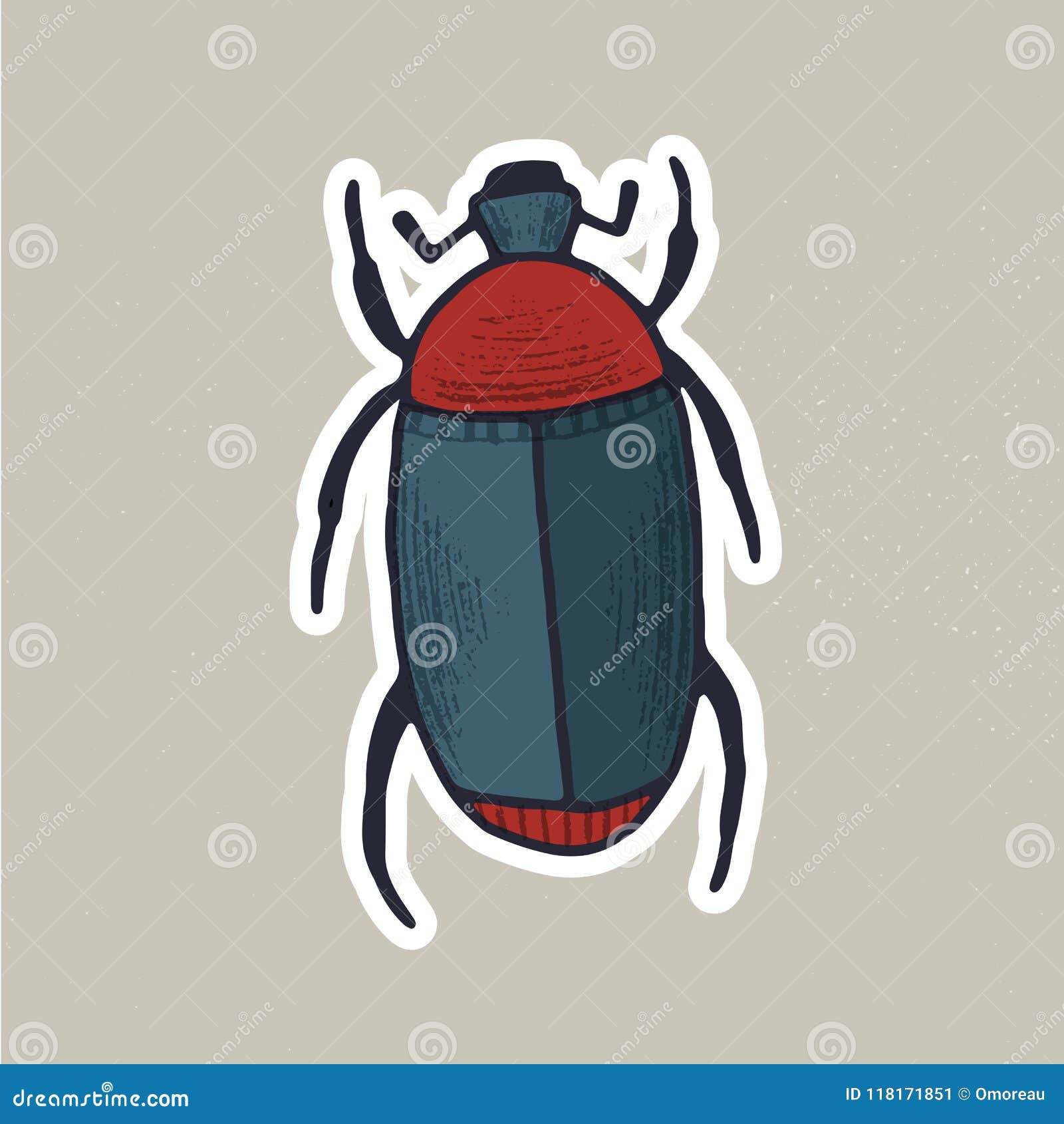 Cute Hand Drawn Vector Bug Sticker Stock Illustration - Illustration of ...