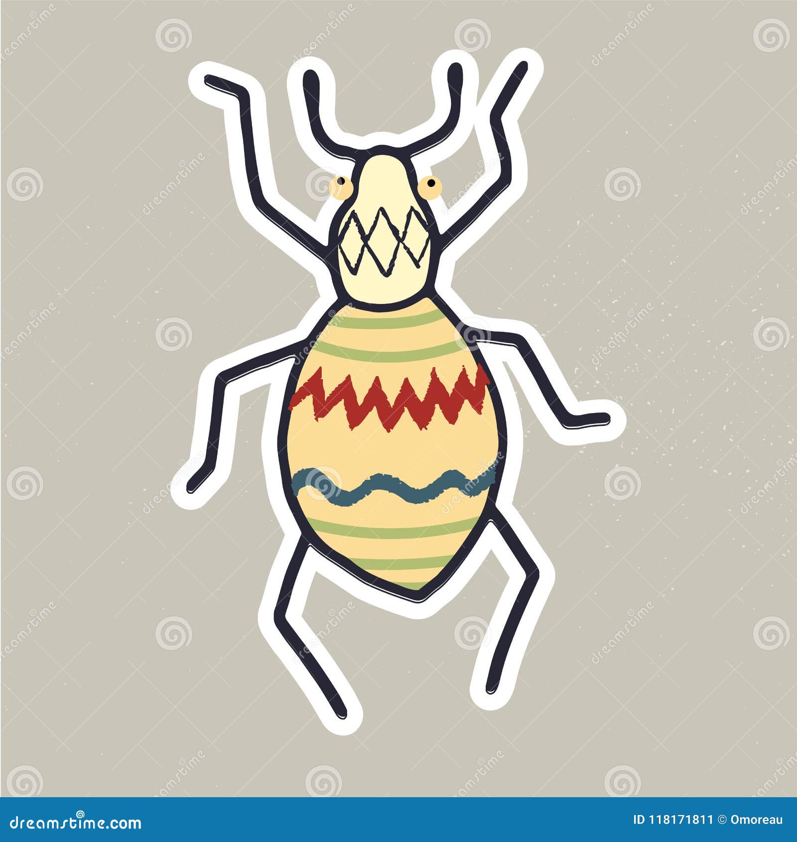 Cute Hand Drawn Vector Bug Sticker Royalty-Free Stock Photography ...