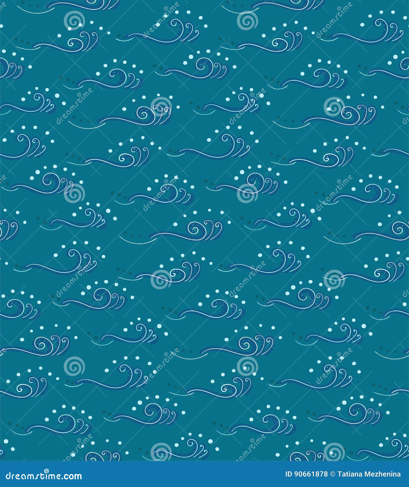 Cute Hand Drawn Waves Pattern Stock Illustration - Illustration of ...