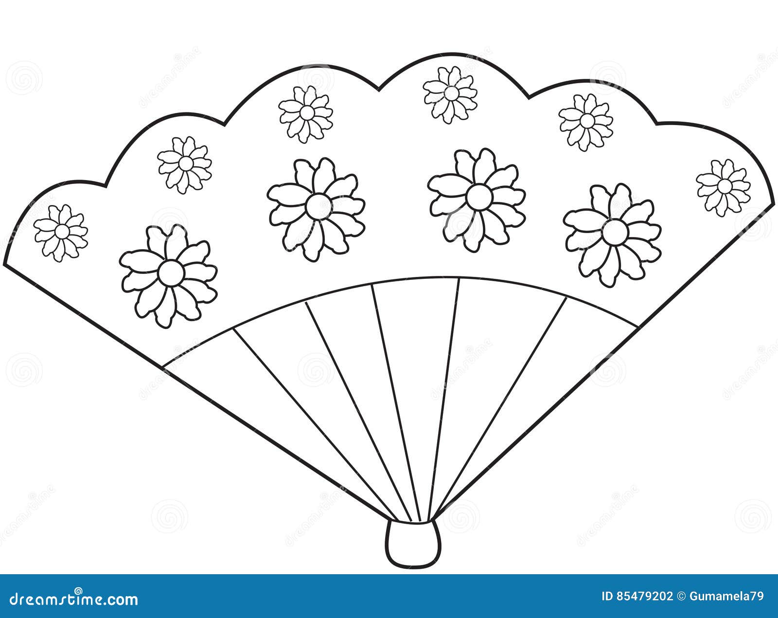 Cute Hand Fan stock illustration. Illustration of meadow - 85479202