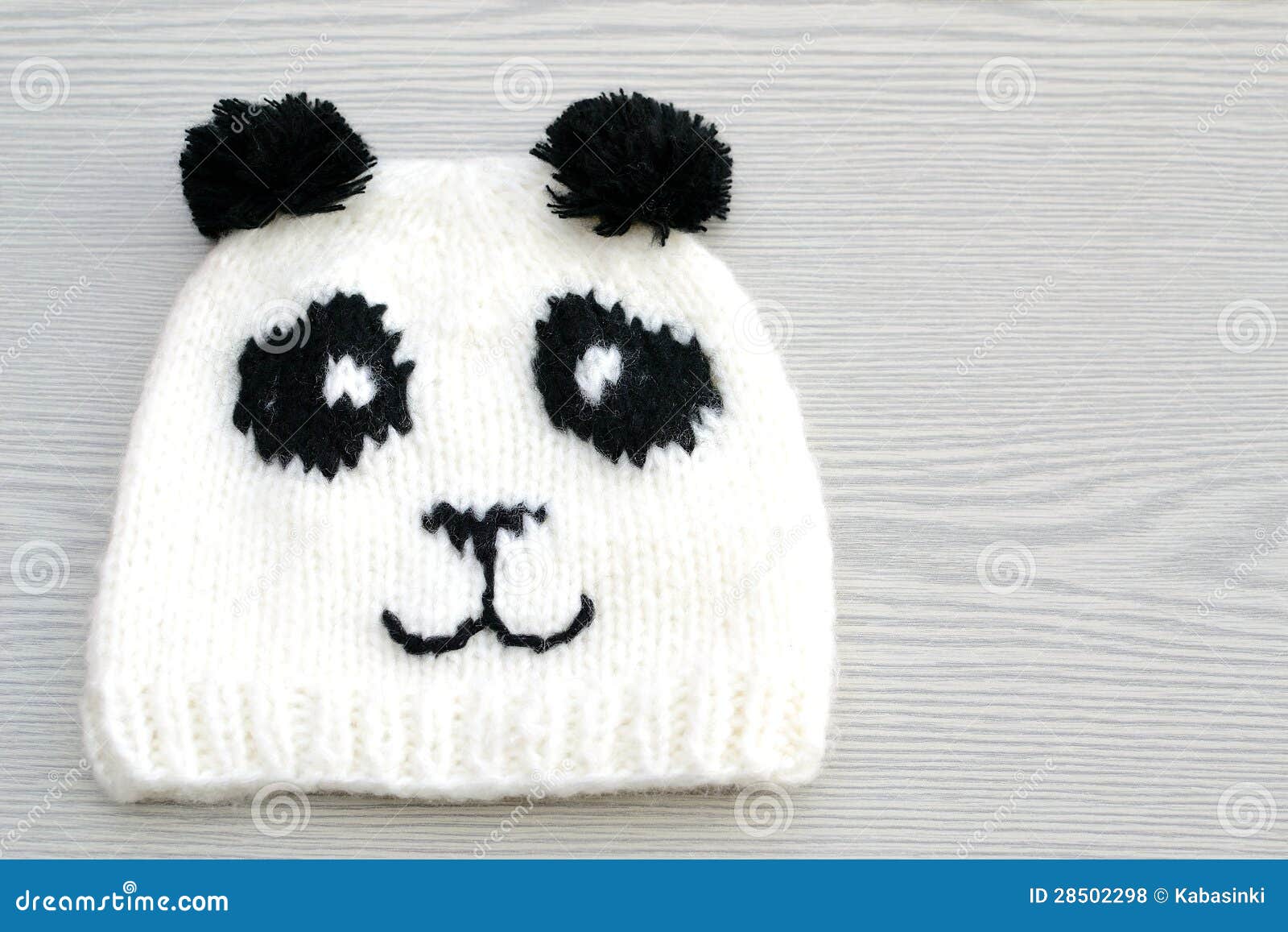 Cute Hand Knitted Panda Hat Stock Photo - Image of white, woolen: 28502298