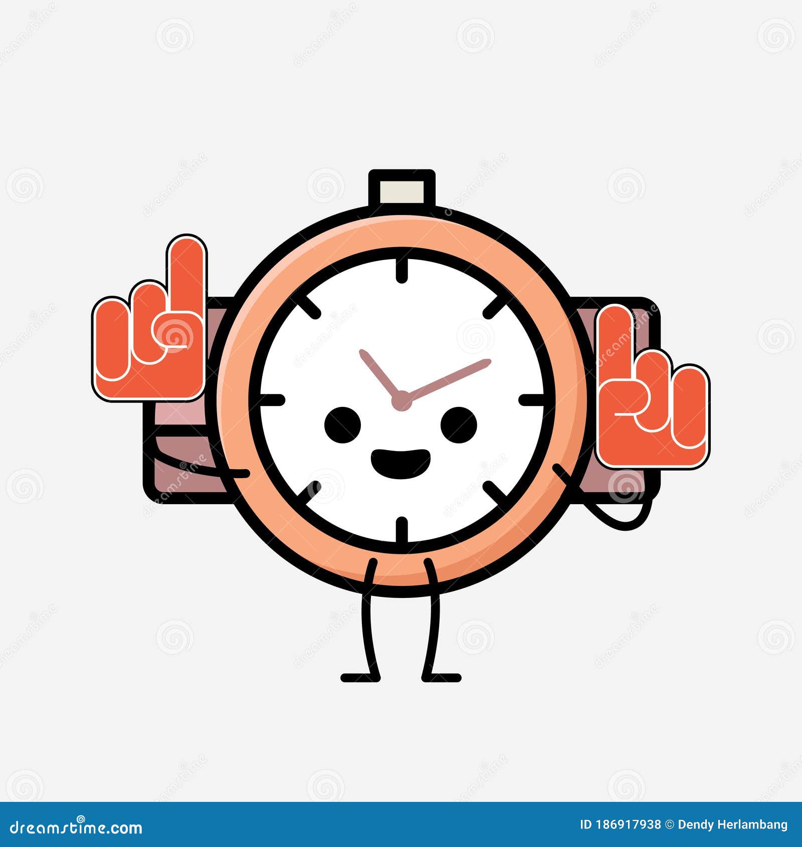 Cute Hand Watch Mascot Vector Character in Flat Design Style Stock ...