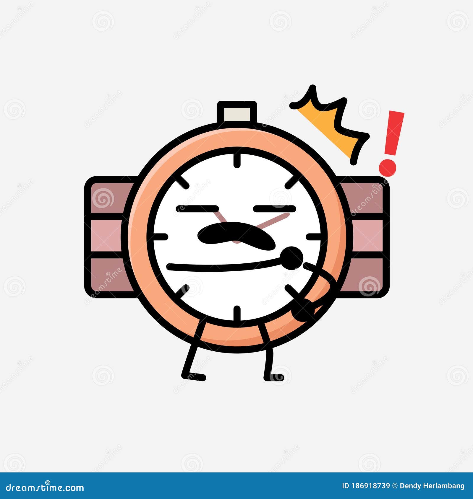 Cute Hand Watch Mascot Vector Character in Flat Design Style Stock ...