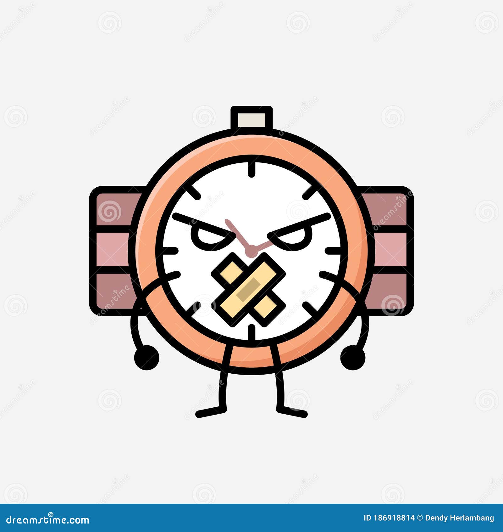 Cute Hand Watch Mascot Vector Character in Flat Design Style Stock ...