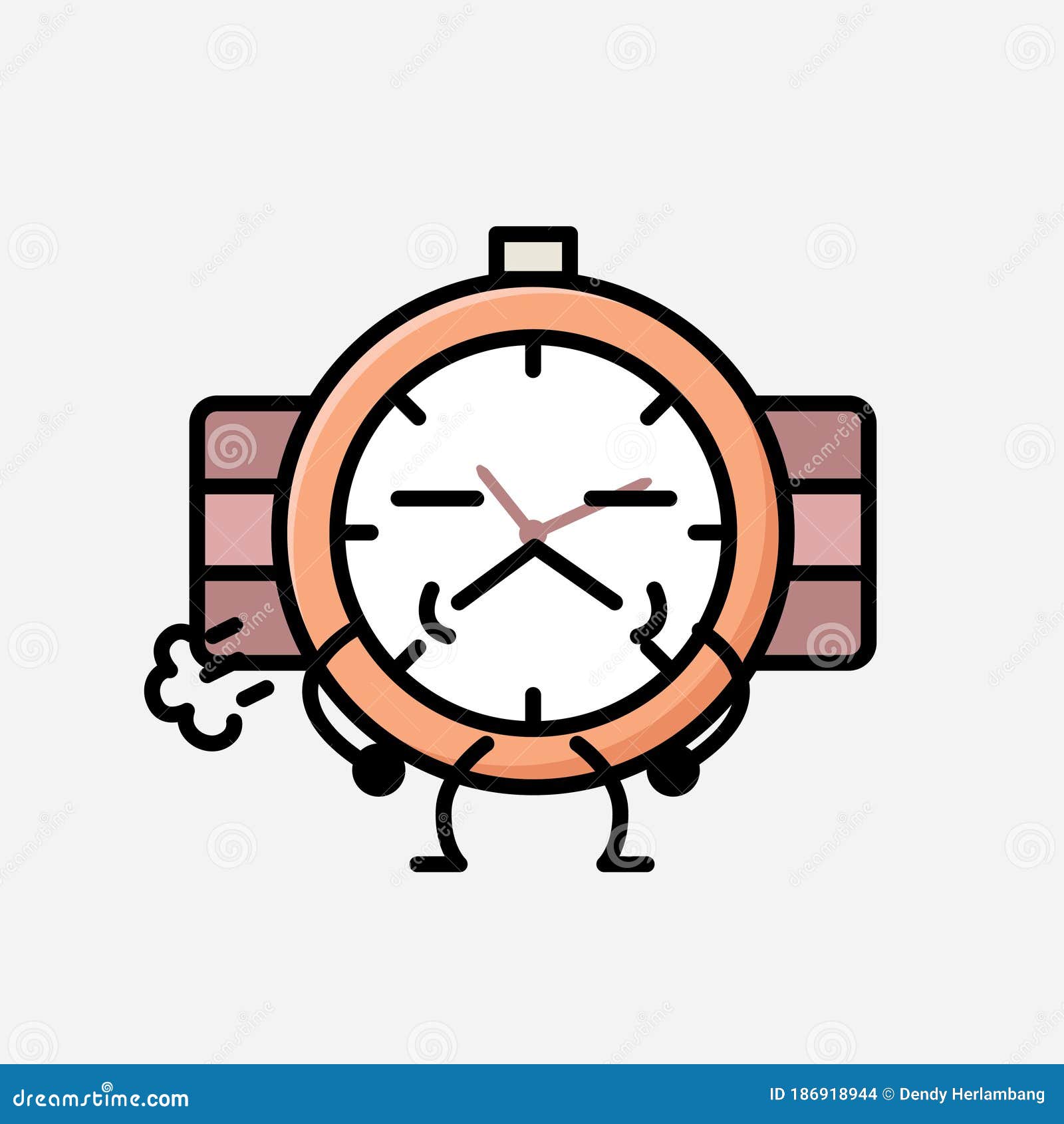 Cute Hand Watch Mascot Vector Character in Flat Design Style Stock ...