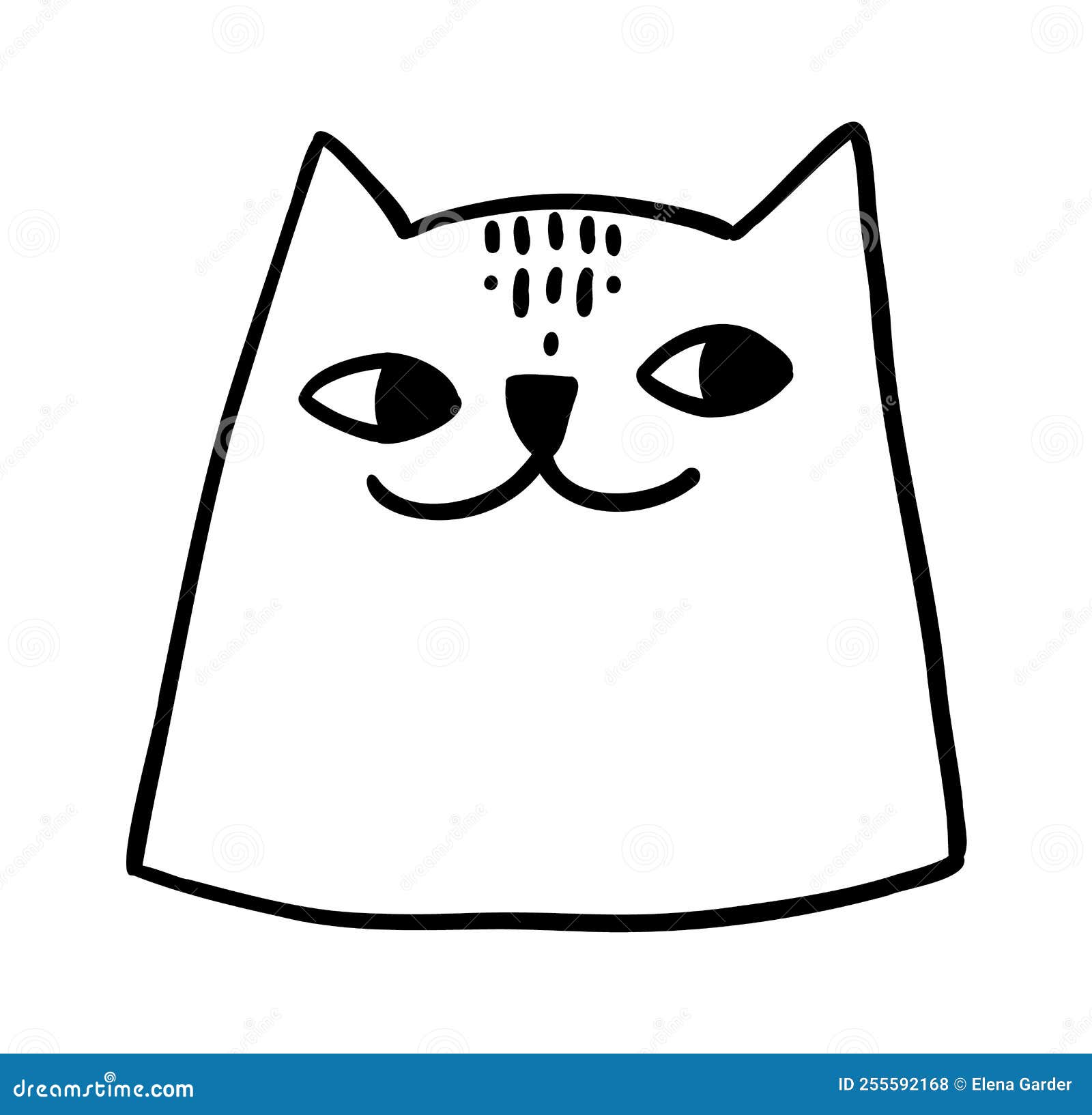 Cute Handdrawn Cat. Funny Doodle Kitty Stock Vector - Illustration of ...