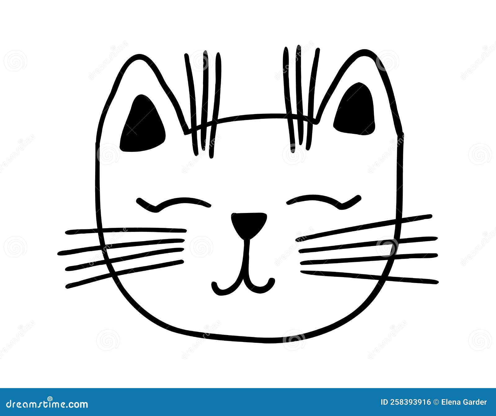 Cute Handdrawn Cat. Funny Doodle Kitty Stock Vector - Illustration of ...