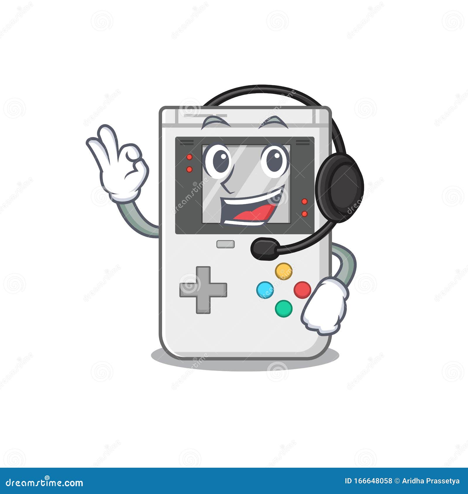 Cute Handheld Game Scroll Cartoon Character Design Wearing Headphone ...