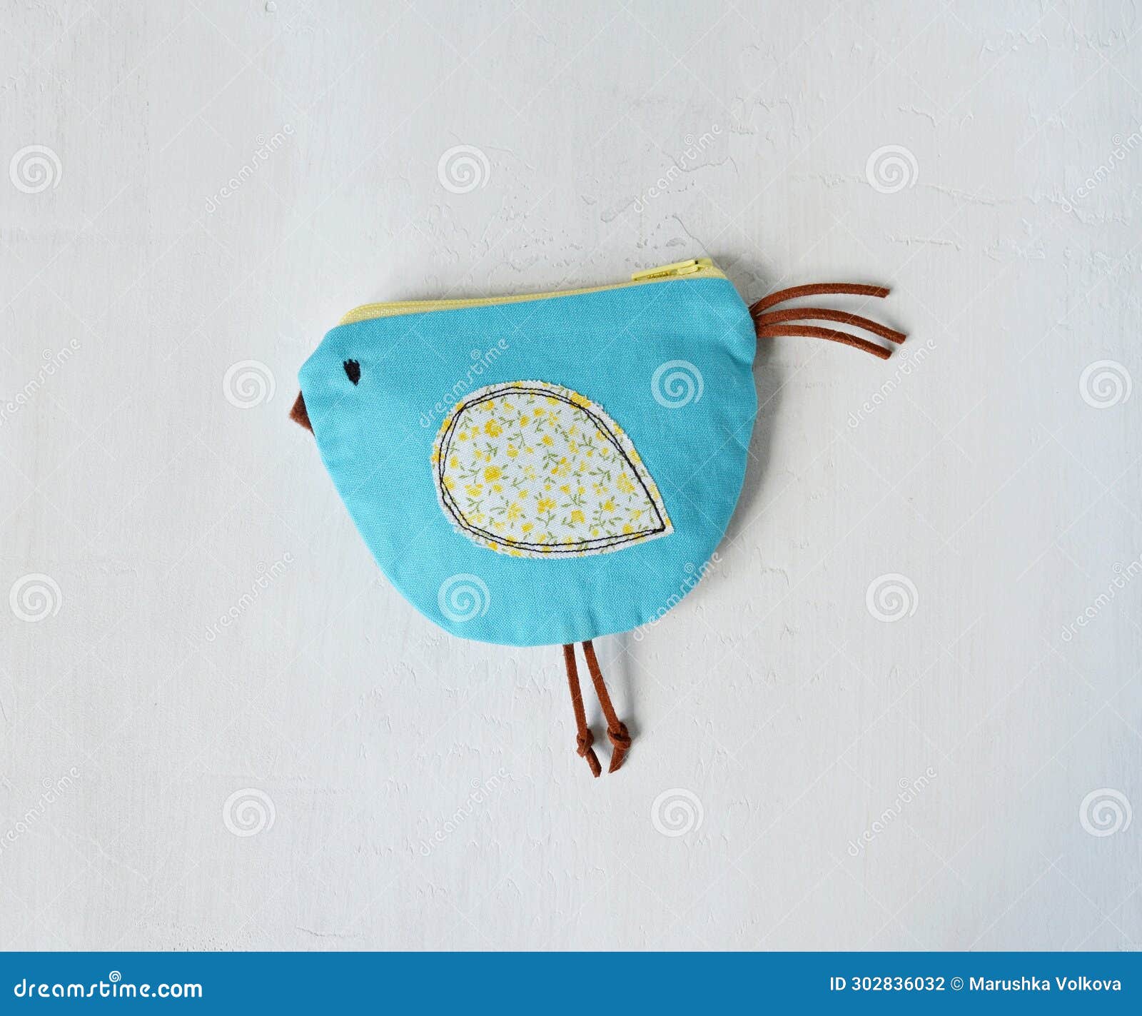 Cute Handmade Blue Bird Zipper Pouch Stock Photo - Image of cute, craft ...
