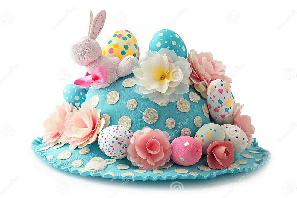 A Cute Handmade Easter Bonnet Hat Covered with Easter Decorations Stock ...