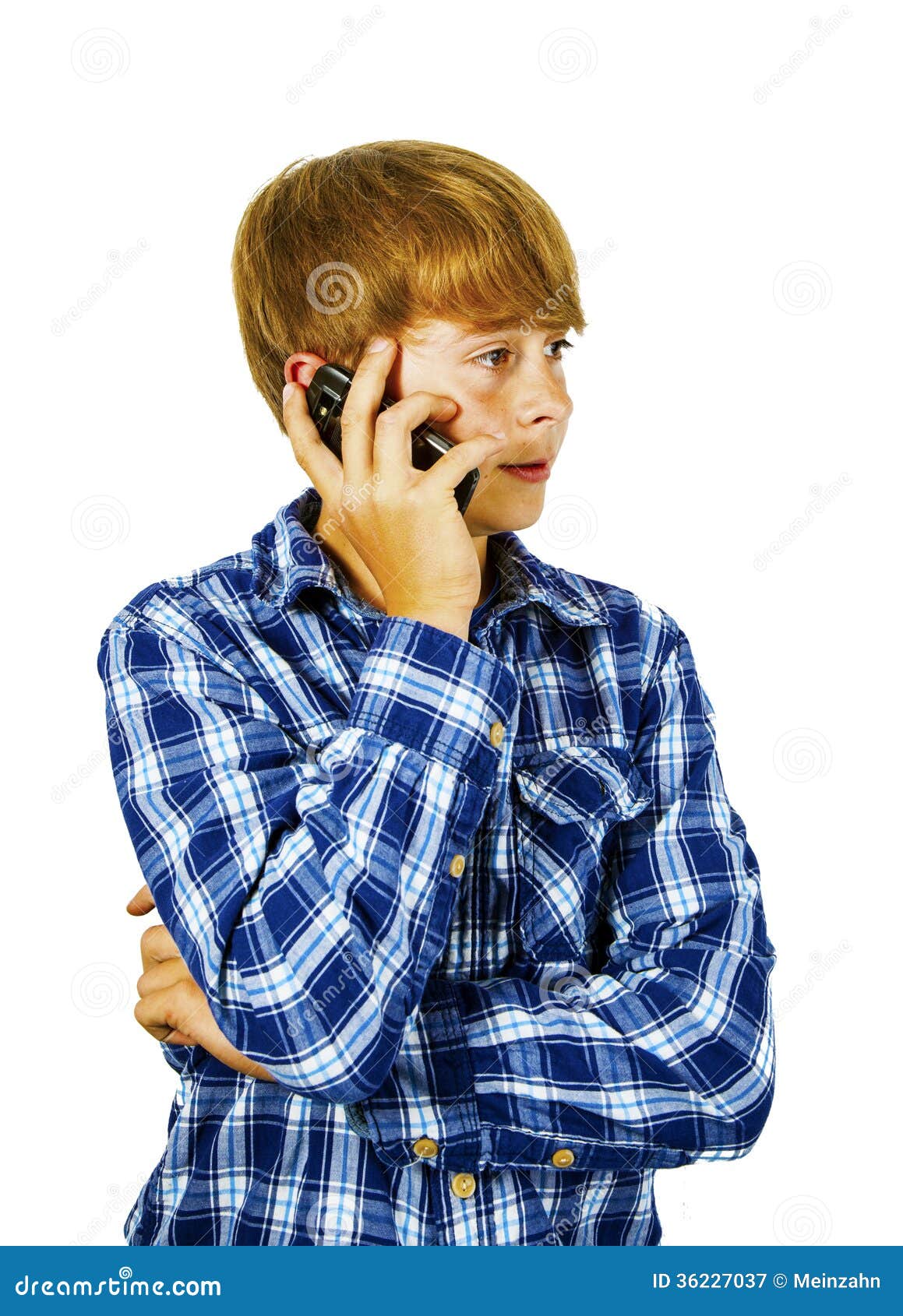 Cute Handsome Young Boy Speaking Stock Image - Image of child ...