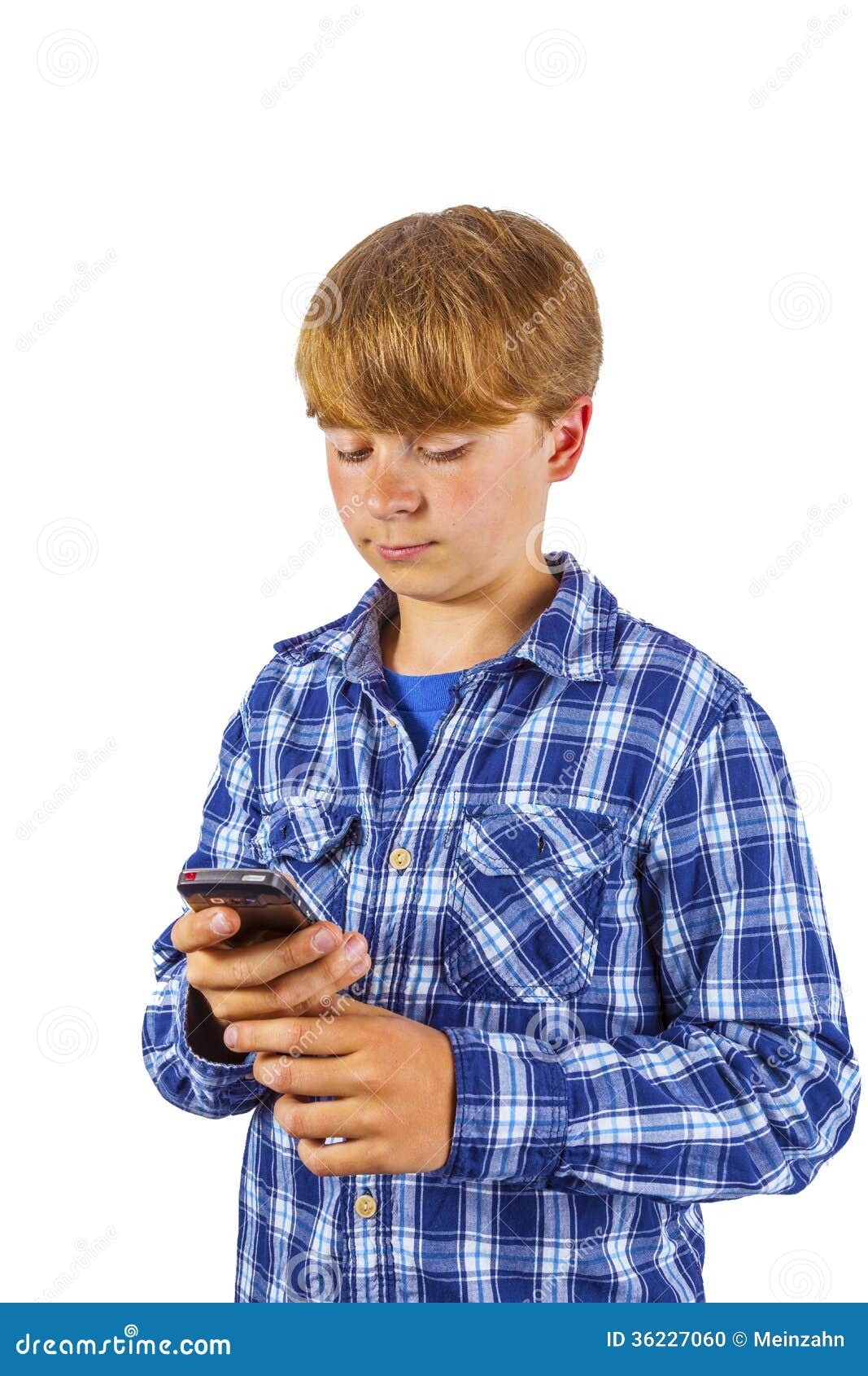 Cute Handsome Young Boy Speaking Stock Photo - Image of phone, eyes ...