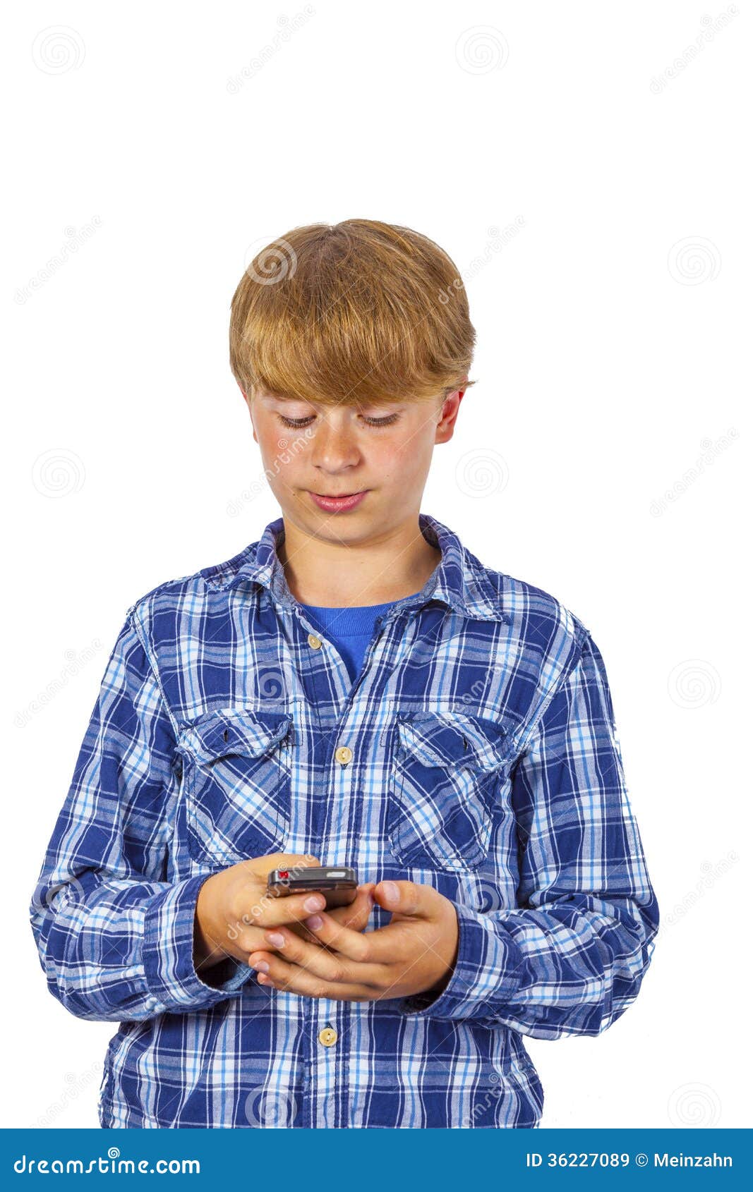 Cute Handsome Young Boy Speaking Stock Image - Image of phone, children ...