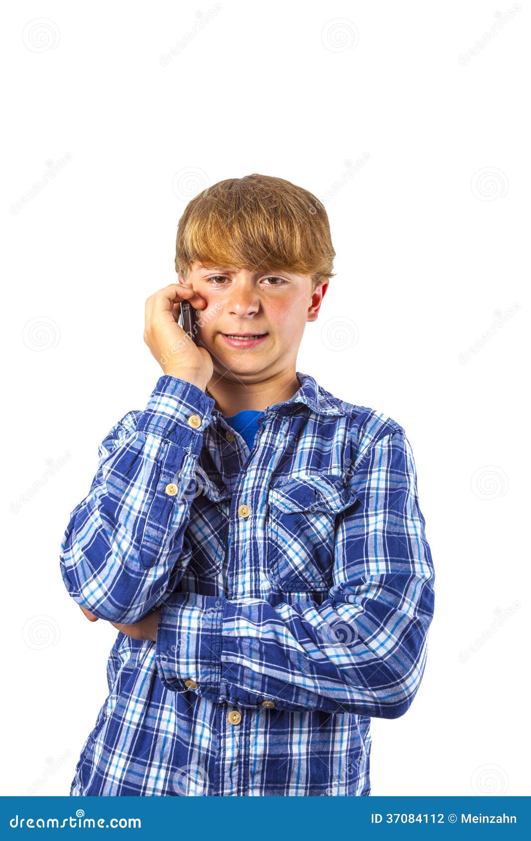 Cute Handsome Young Boy Speaking Stock Photo - Image of caucasian ...