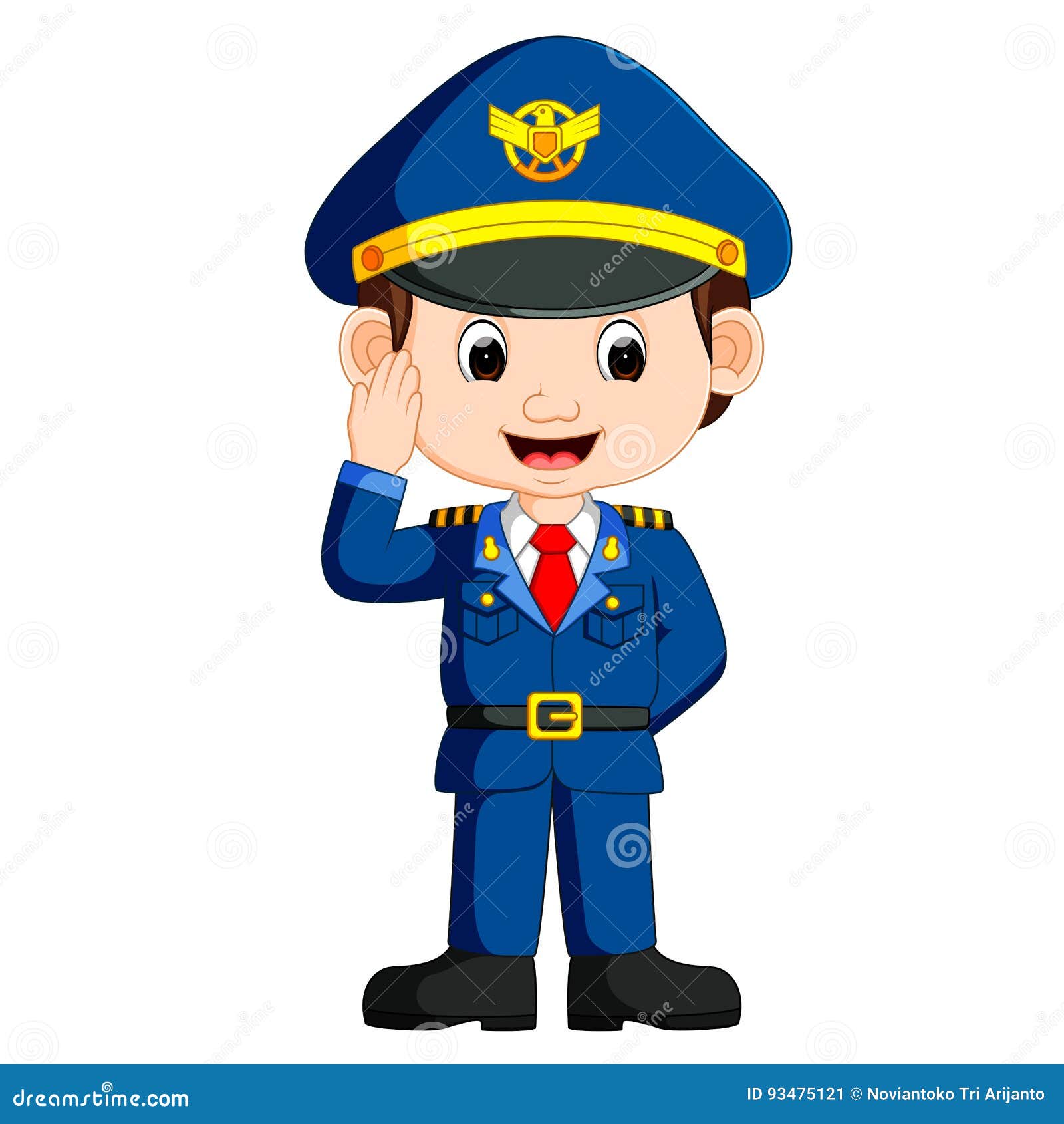 Cute Happy Airplane Pilot Waving Stock Vector - Illustration of ...
