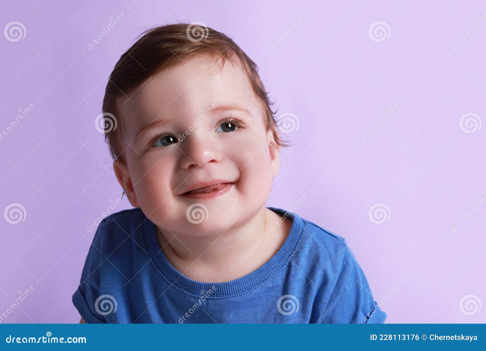Cute Happy Baby Boy on Violet Background Stock Photo - Image of ...