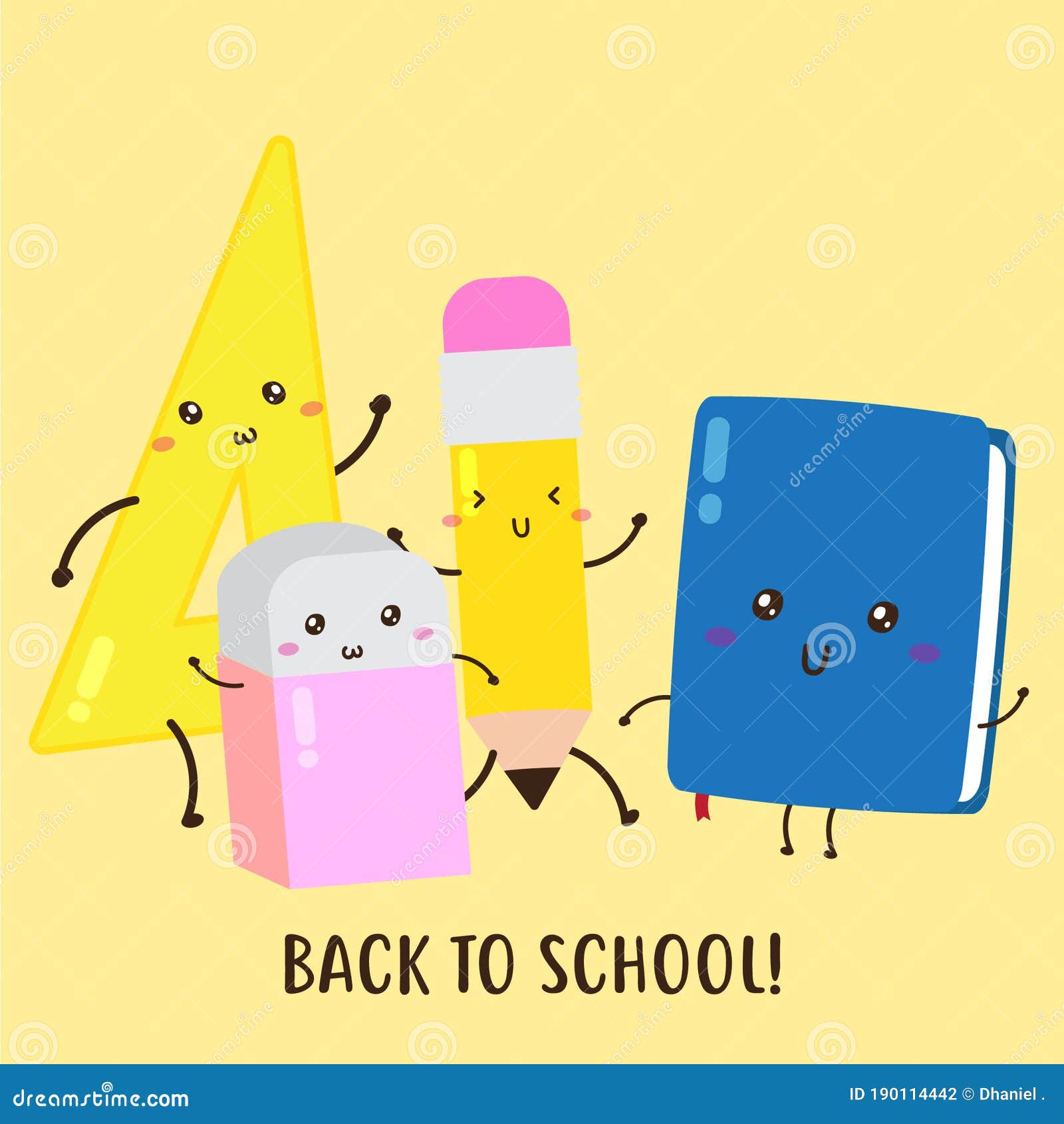 Cute Happy Back To School Collection Vector Design Stock Illustration ...