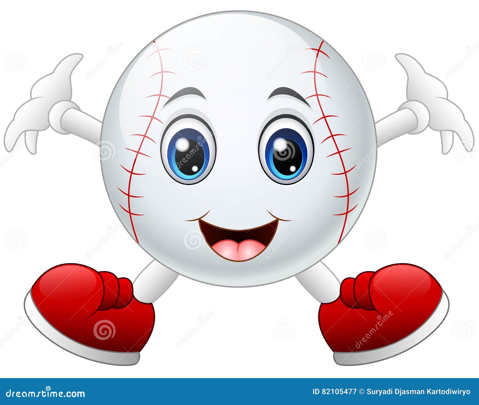 Cute Happy Baseball Cartoon Smiling Stock Vector - Illustration of ...