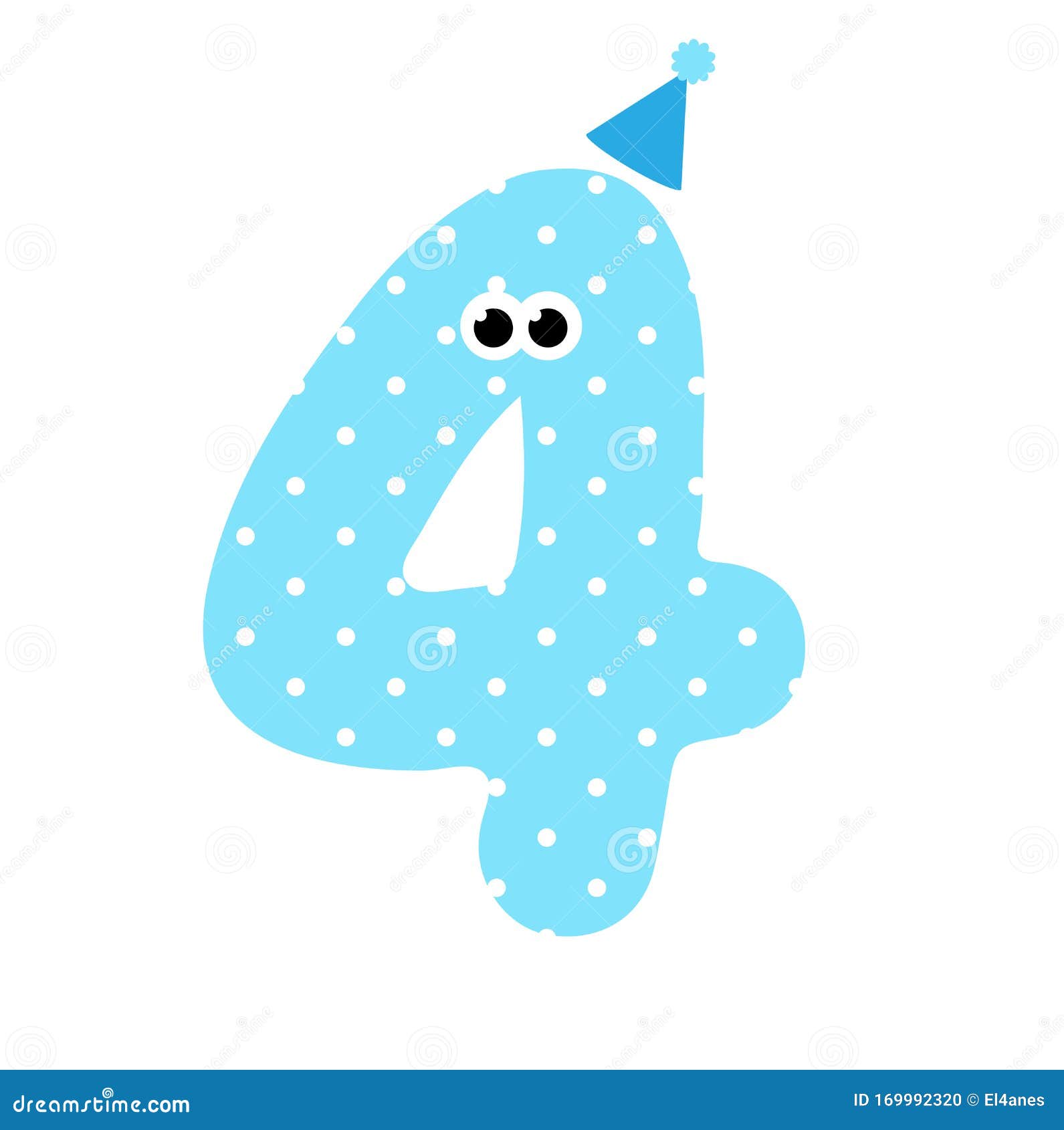 Cute Happy Birthday Number Four Stock Vector - Illustration of ...