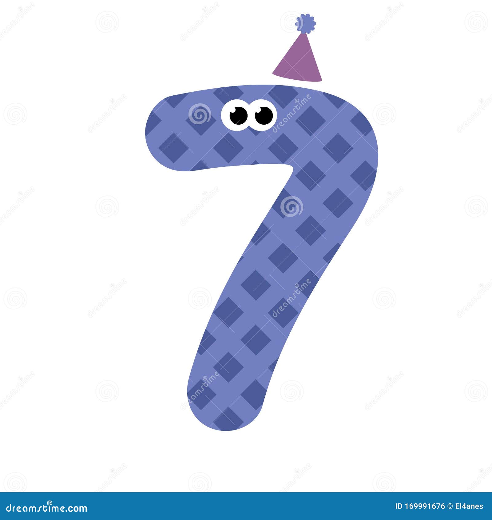 Cute Happy Birthday Number Seven Stock Vector - Illustration of blue ...