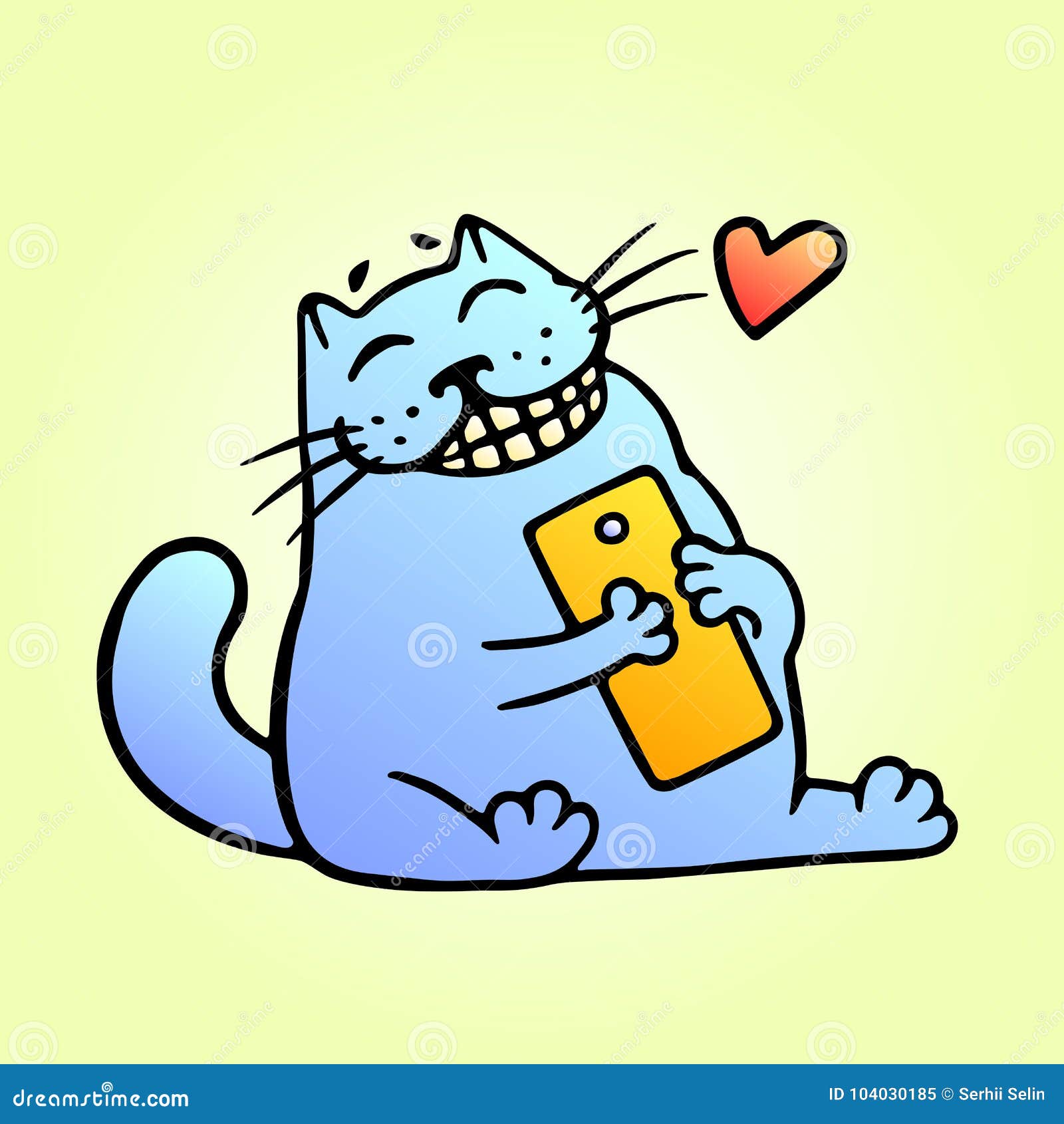 Cute Happy Blue Cat Hugs a Smartphone. Vector Illustration Stock Vector ... Cute Happy Blue Cat Hugs a Smartphone. Vector Illustration Stock Vector ...