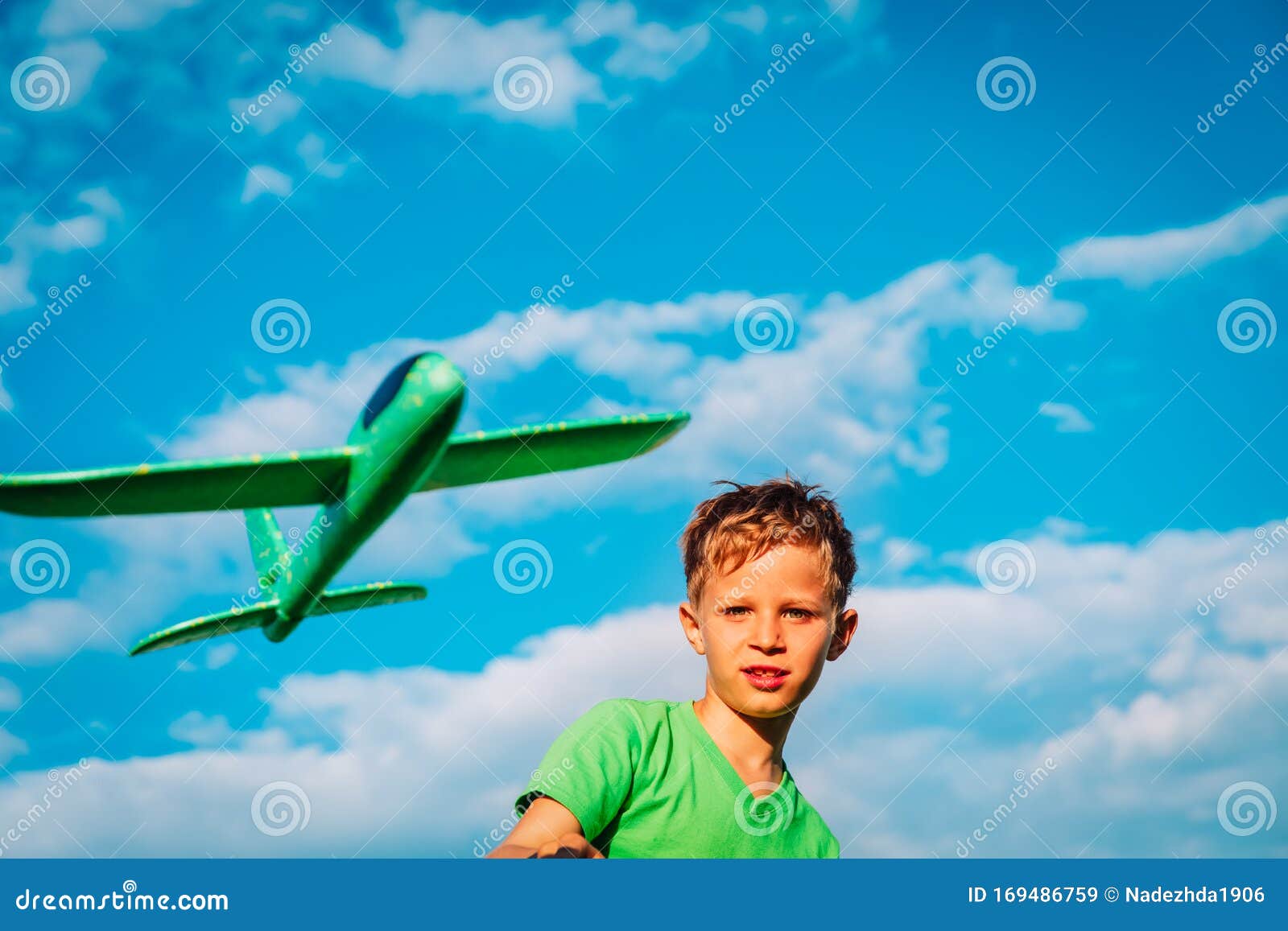 Happy Boy Play Flying Toy Play at Sky Stock Image - Image of idea ...