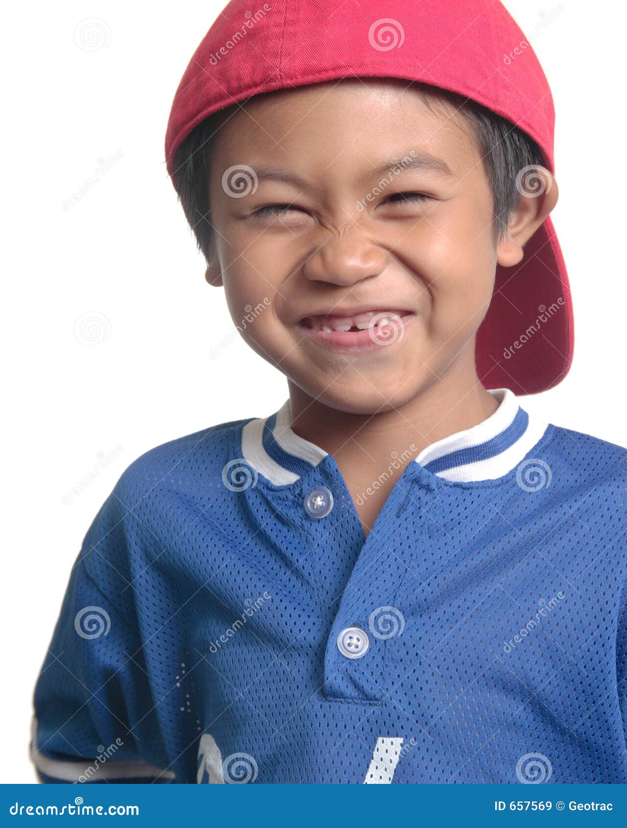Cute Happy Boy in Red Baseball Cap Stock Image - Image of laughter ...