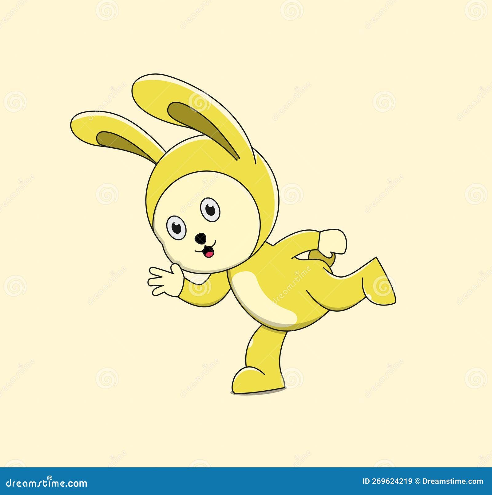 Cute and Happy Bunny Illustration Cartoon Stock Vector - Illustration ...