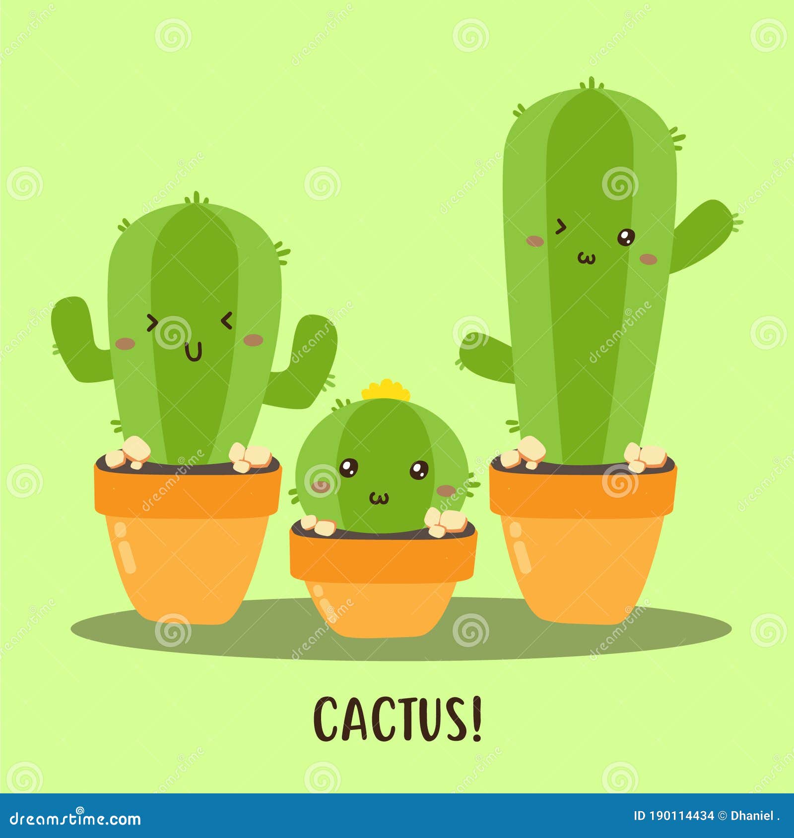 Cute Happy Cactus Collection Vector Design Stock Illustration ...