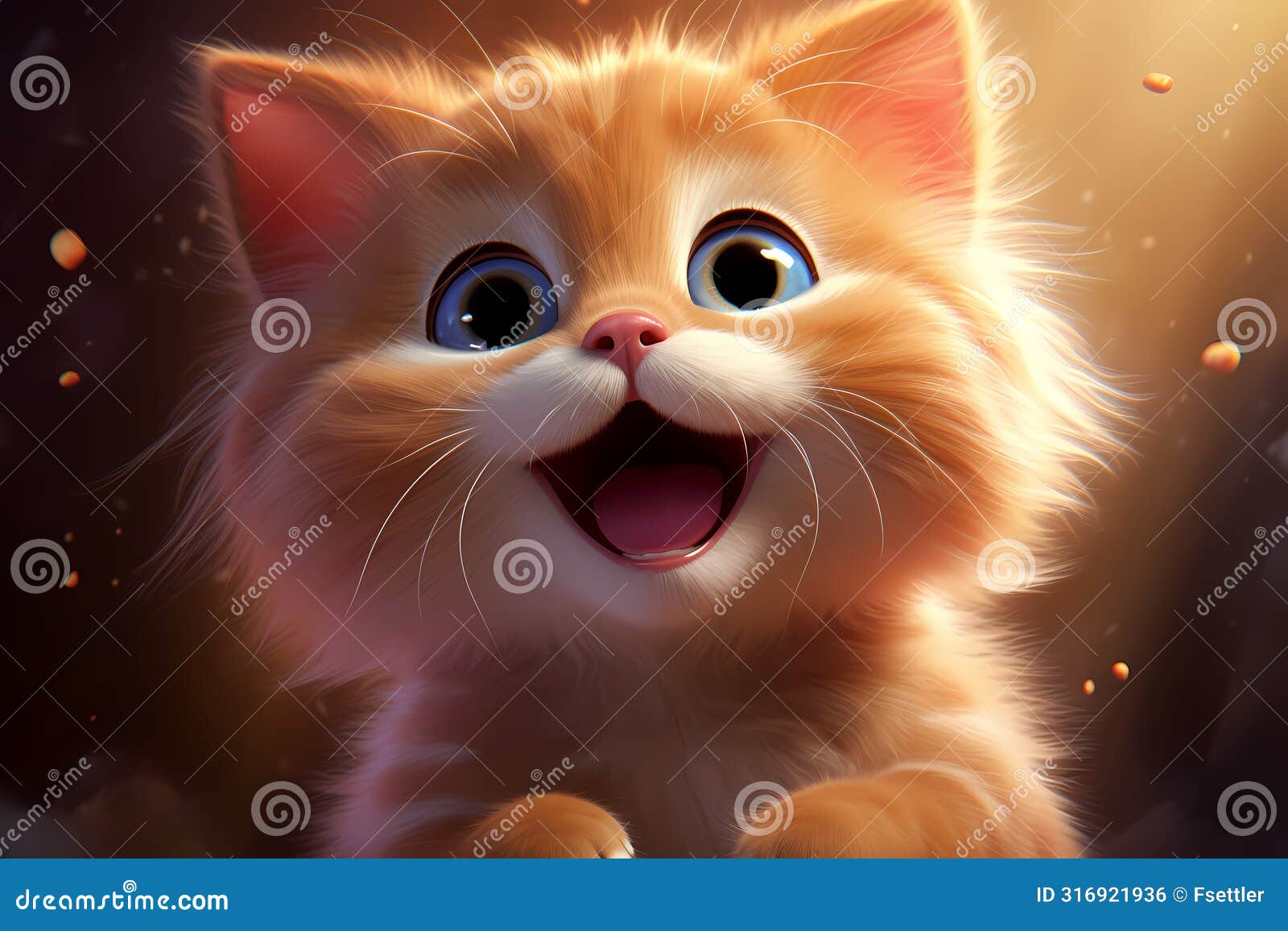 Cute Happy Cartoon Cat. Horizontal Composition Stock Illustration ...