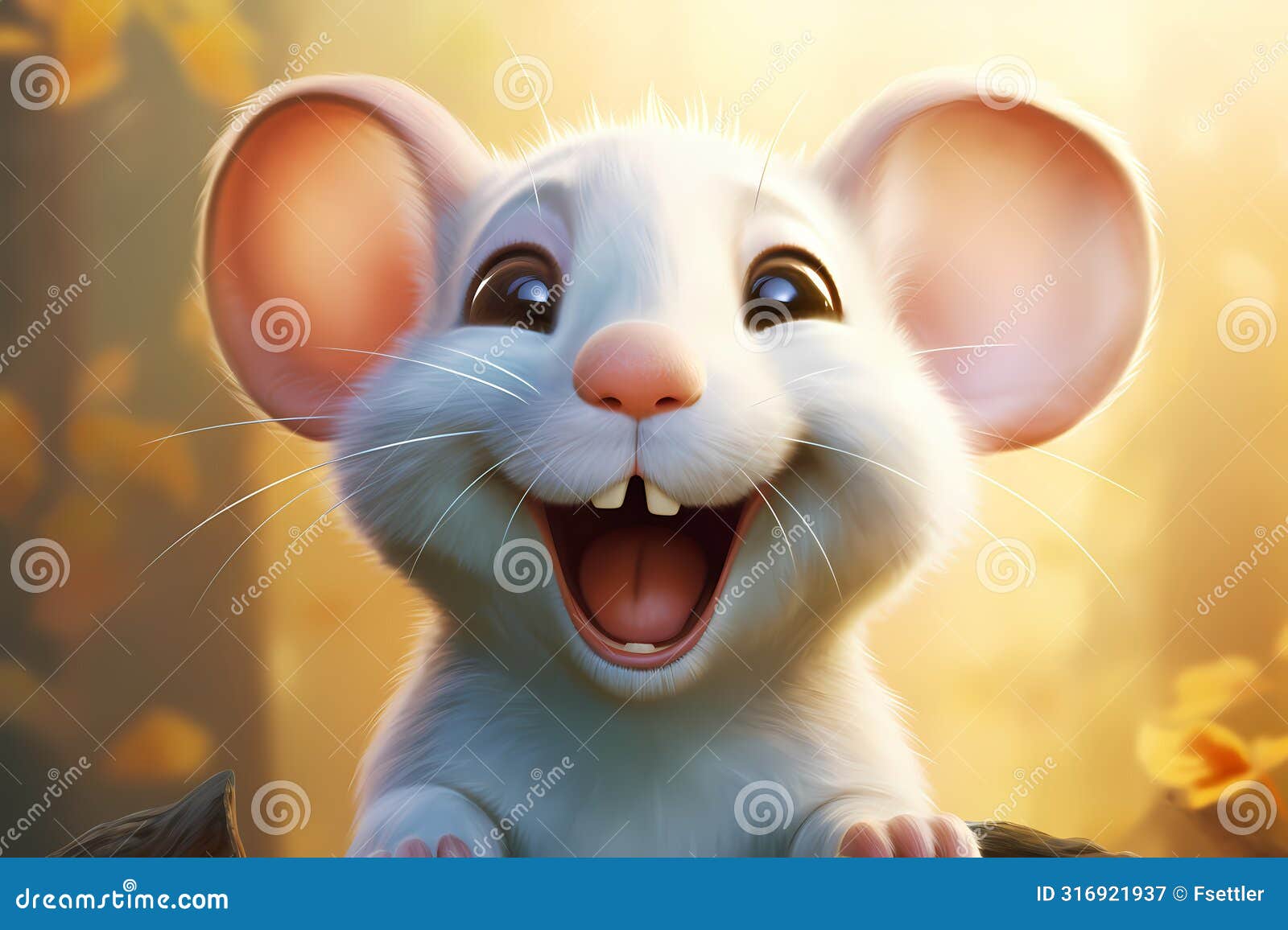 Cute Happy Cartoon Mouse. Horizontal Composition Stock Illustration ...