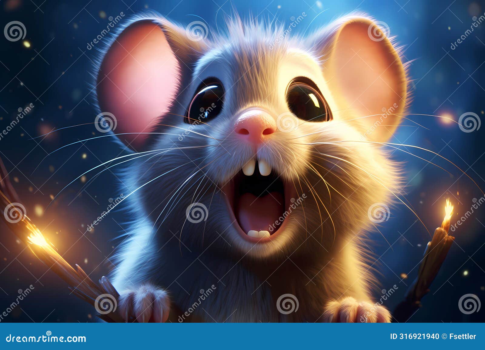 Cute Happy Cartoon Mouse. Horizontal Composition Stock Illustration ...