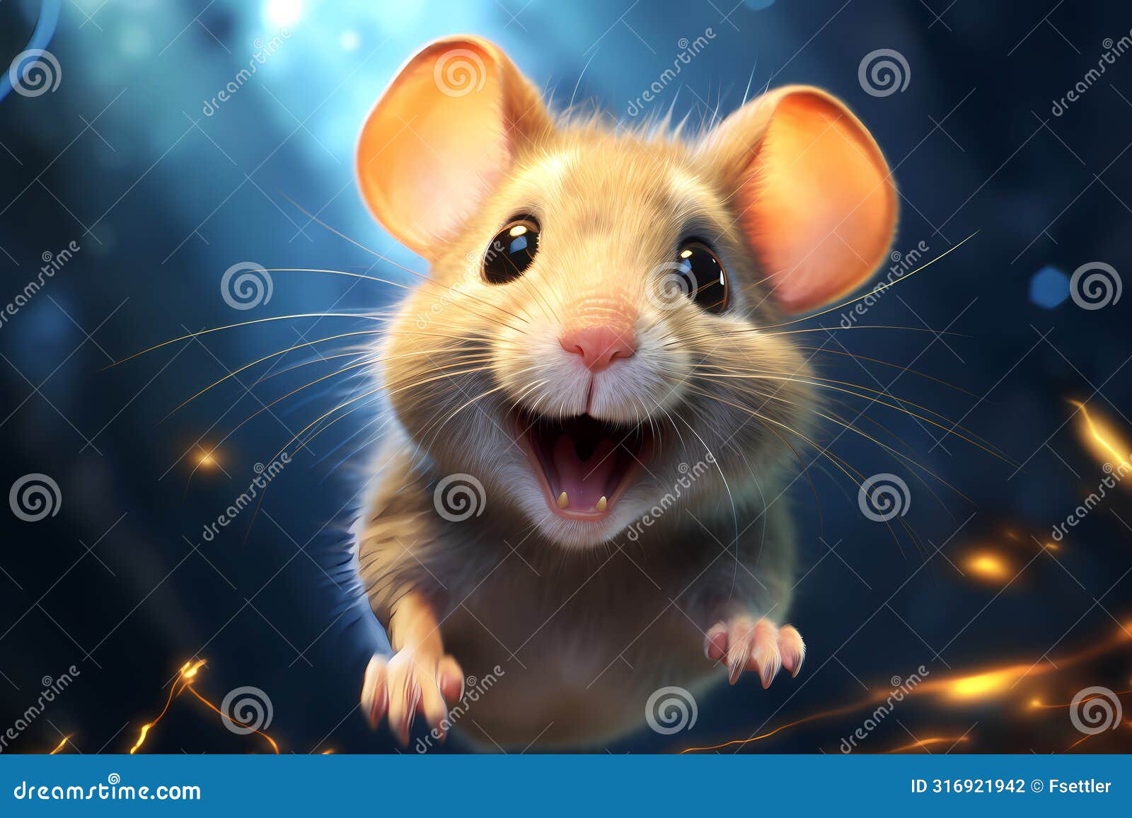 Cute Happy Cartoon Mouse. Horizontal Composition Stock Illustration ...